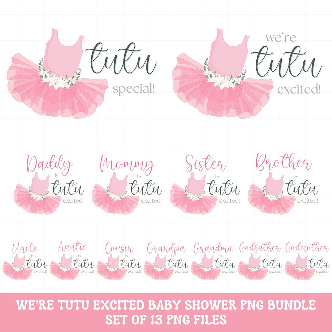 We're Tutu Excited Baby Shower Shirt Png Bundle, Ballerina Mom Dad ...