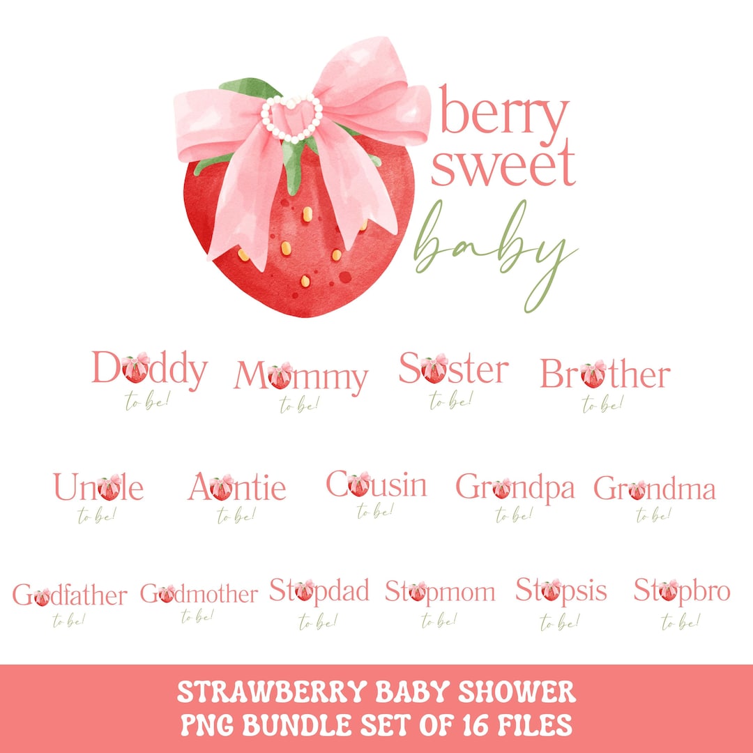 Berry Sweet Baby Shower PNG Sublimation Bundle, Strawberry Berry Sweet ...