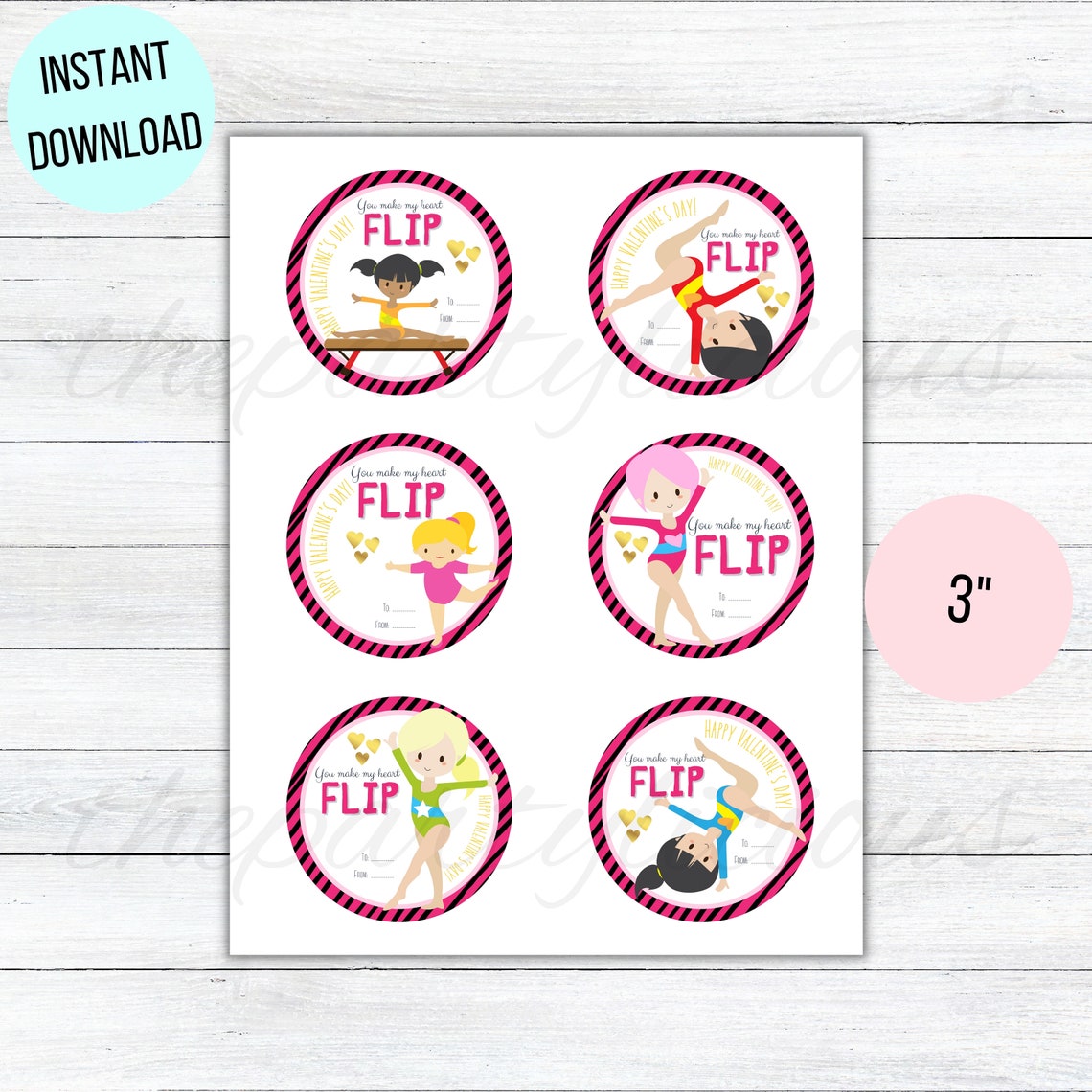 Printable Gymnastics Valentine's Day Gift Tags, Kids Gymnastic ...