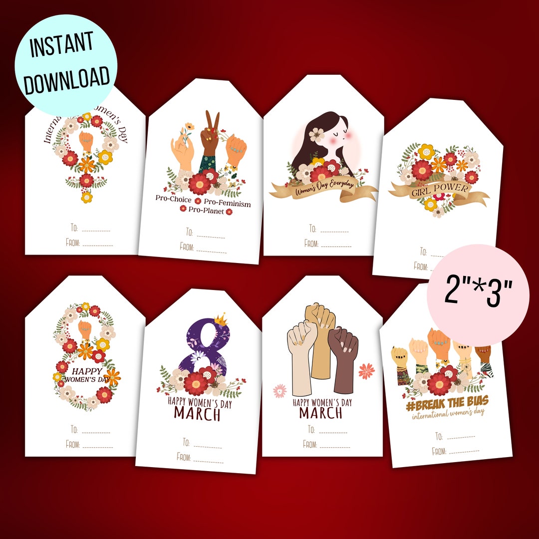 Printable Happy Women's Day Gift Tags, Gift Ideas for Women's Day ...