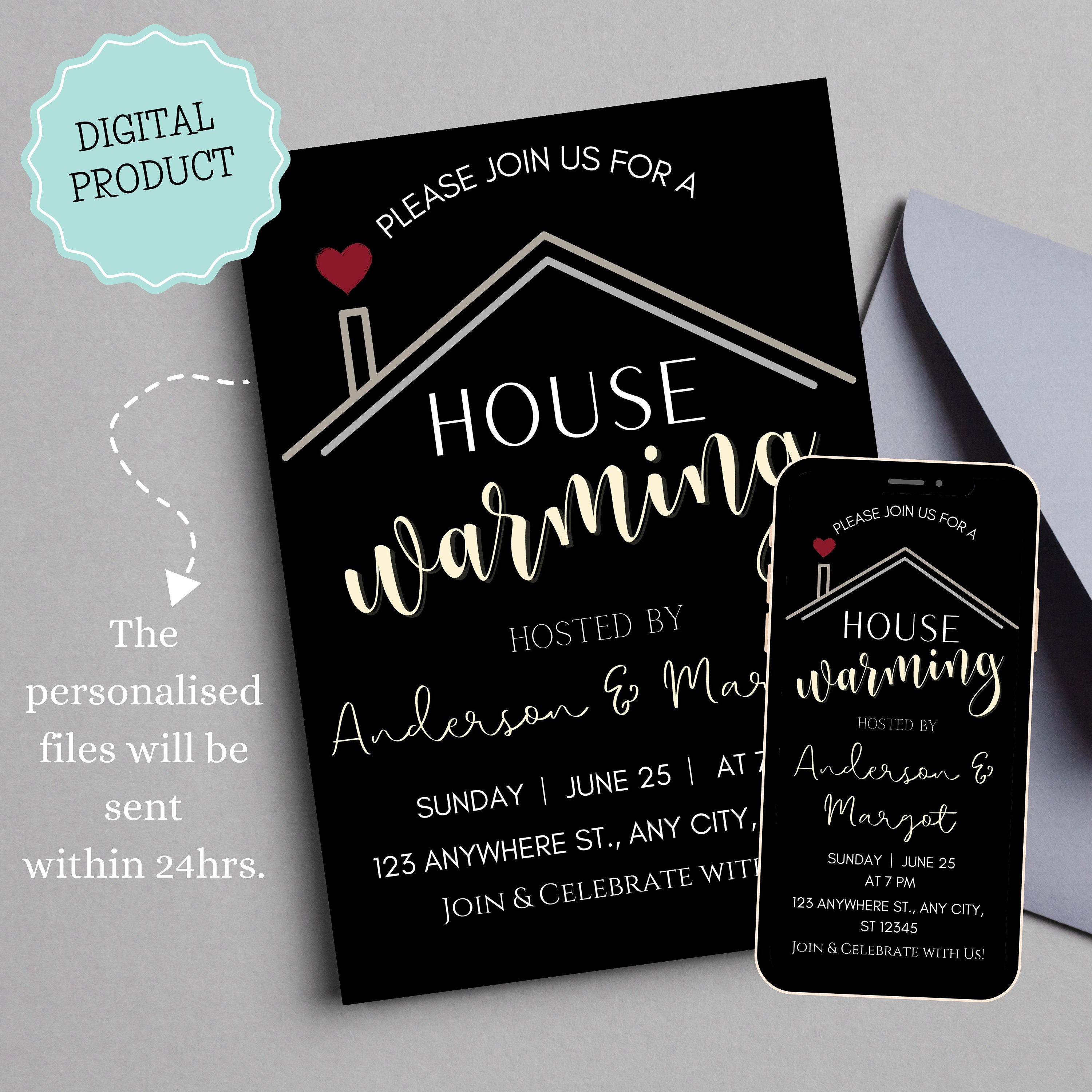 Personalized House Warming Invitation Minimalist House - Etsy