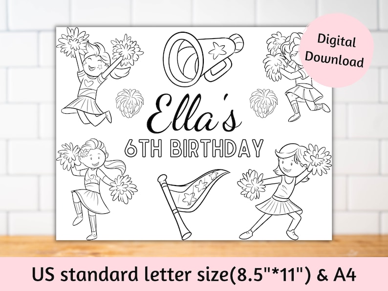 Personalized Girl Cheerleader Coloring Page Activity Sheet - Etsy