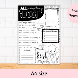 Printable All About My Pet, Pet Birthday Gift, Dog Birthday Party, Pet ...
