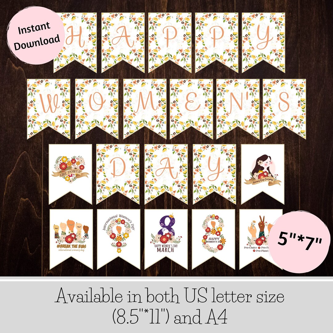 Printable Happy Women's Day Banner, International Women's Day Banner ...