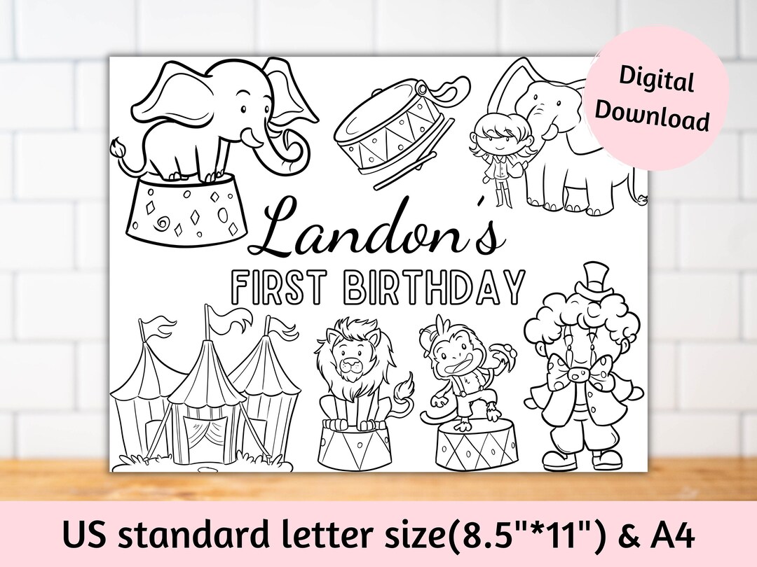 Personalized Circus Birthday Coloring Page, Circus Activity Sheet ...