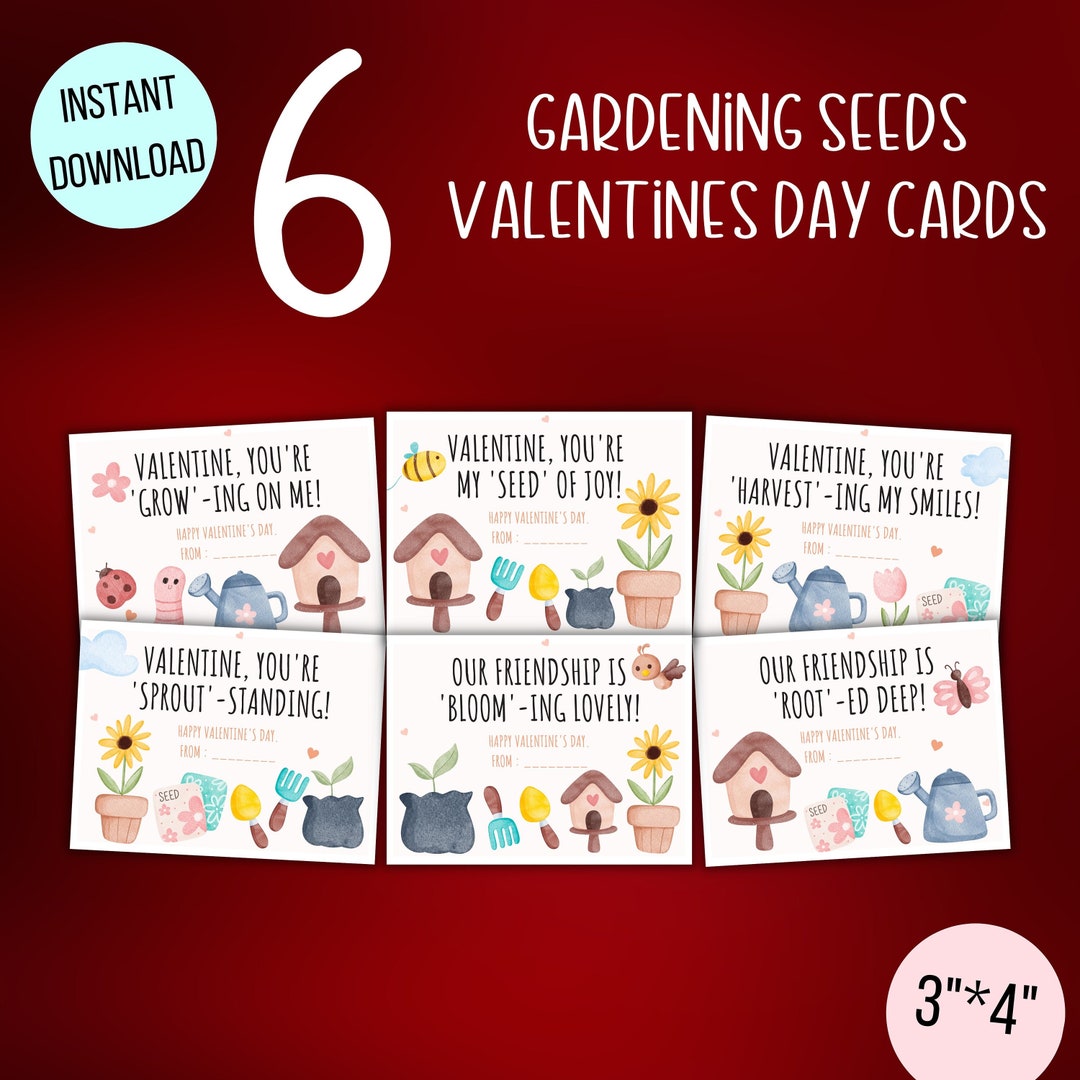 Printable Nature Valentine's Day Cards for Seed Paper, Gardening Nature ...