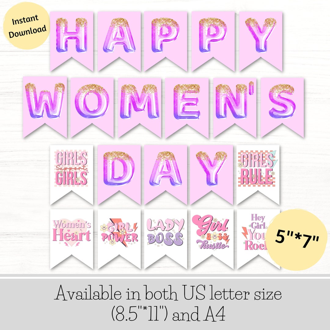 Printable Happy Women's Day Banner, International Women's Day Banner ...