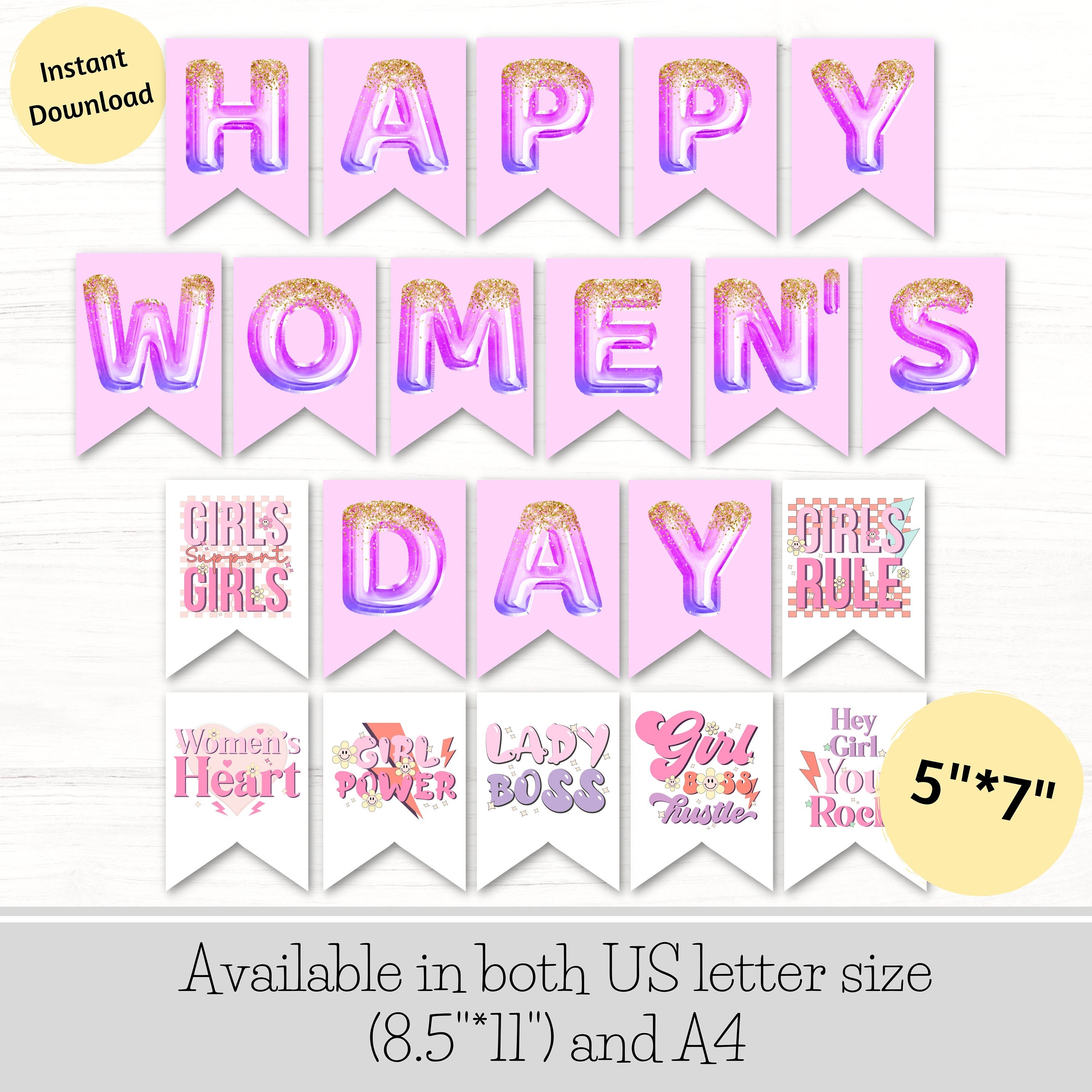 Printable Happy Women's Day Banner, International Women's Day Banner ...
