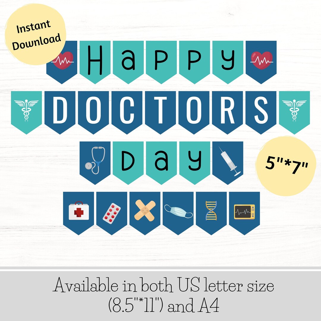 Printable Happy Doctors Day Banner, National Doctors Day Banner ...