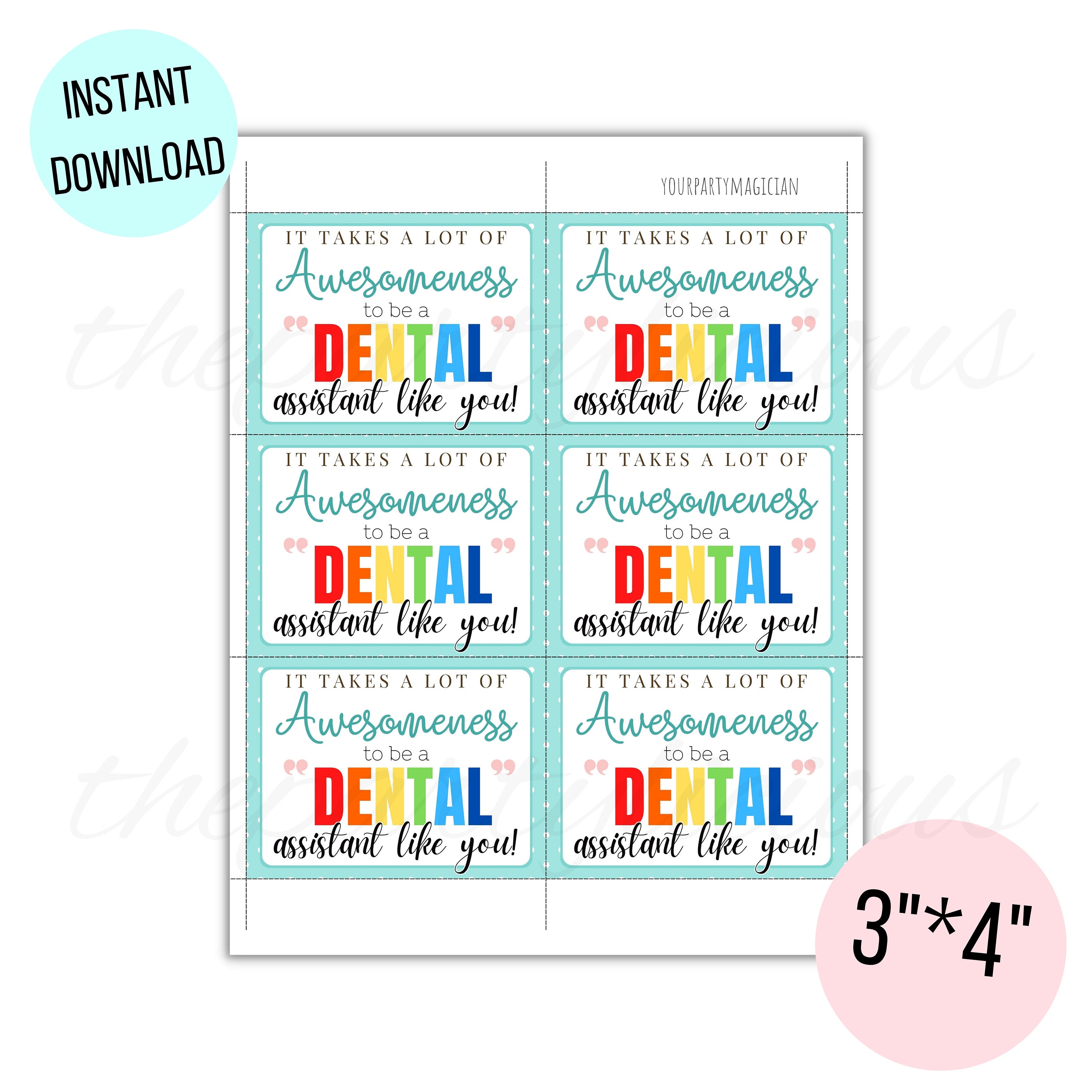 Printable Dental Assistant Week Tags, Happy Dental Assistant Week Cards ...