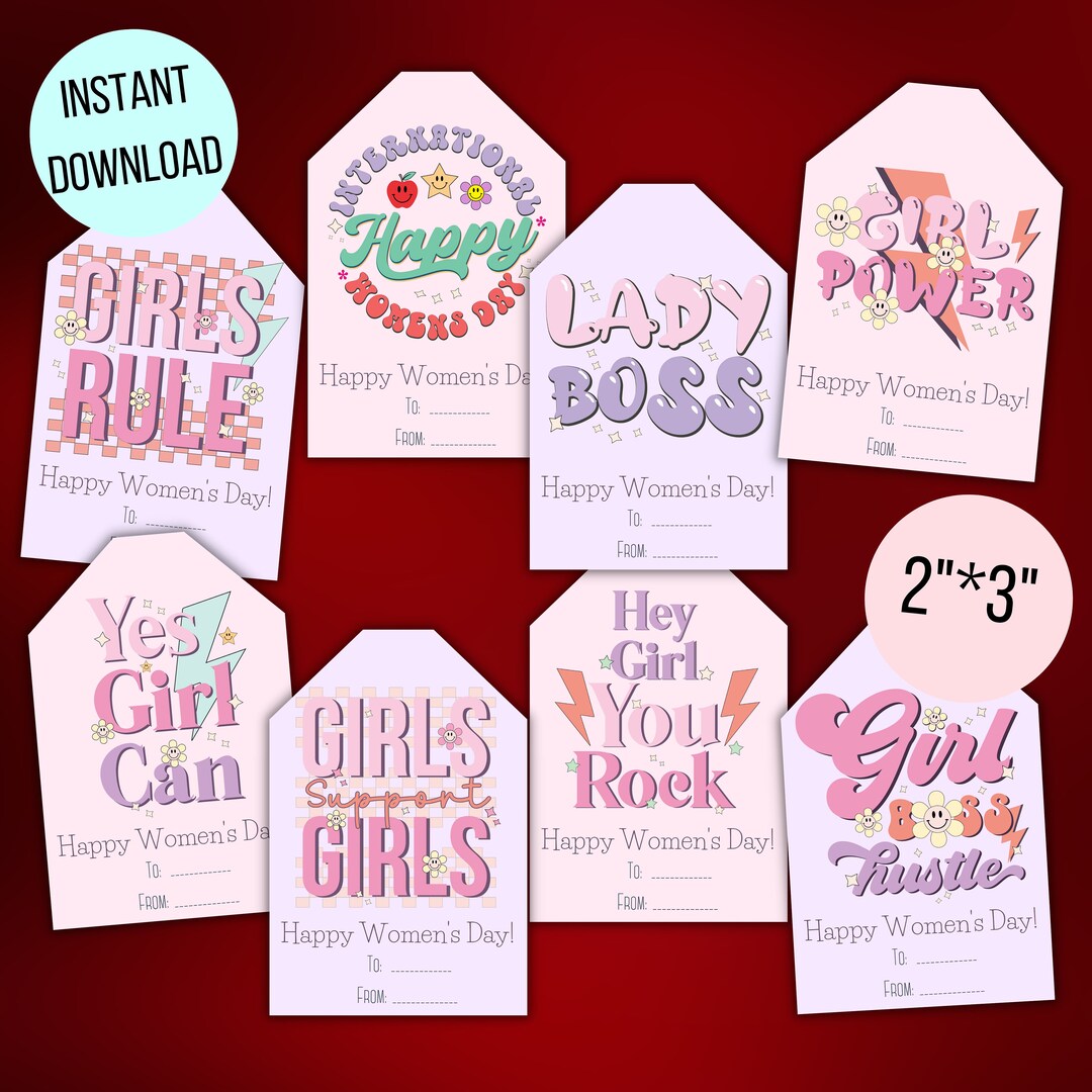 Printable Happy Women's Day Gift Tags, Gift Ideas for Women's Day ...