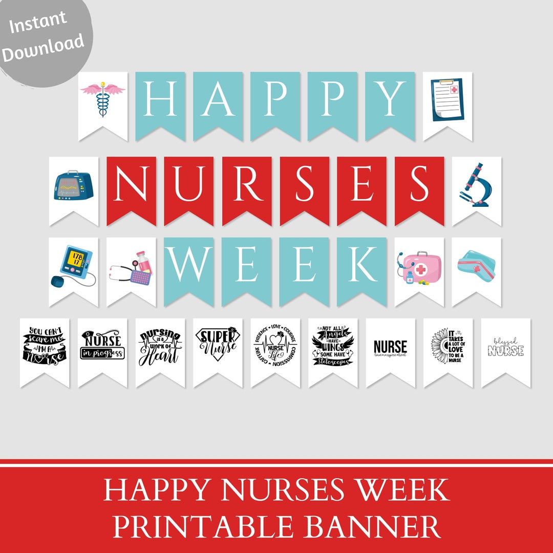 Happy Nurses Week Printable Banner, Nurses Week 2024 Printable Banner ...