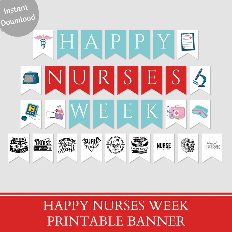 Happy Nurses Week Printable Banner, Nurses Week 2024 Printable Banner ...