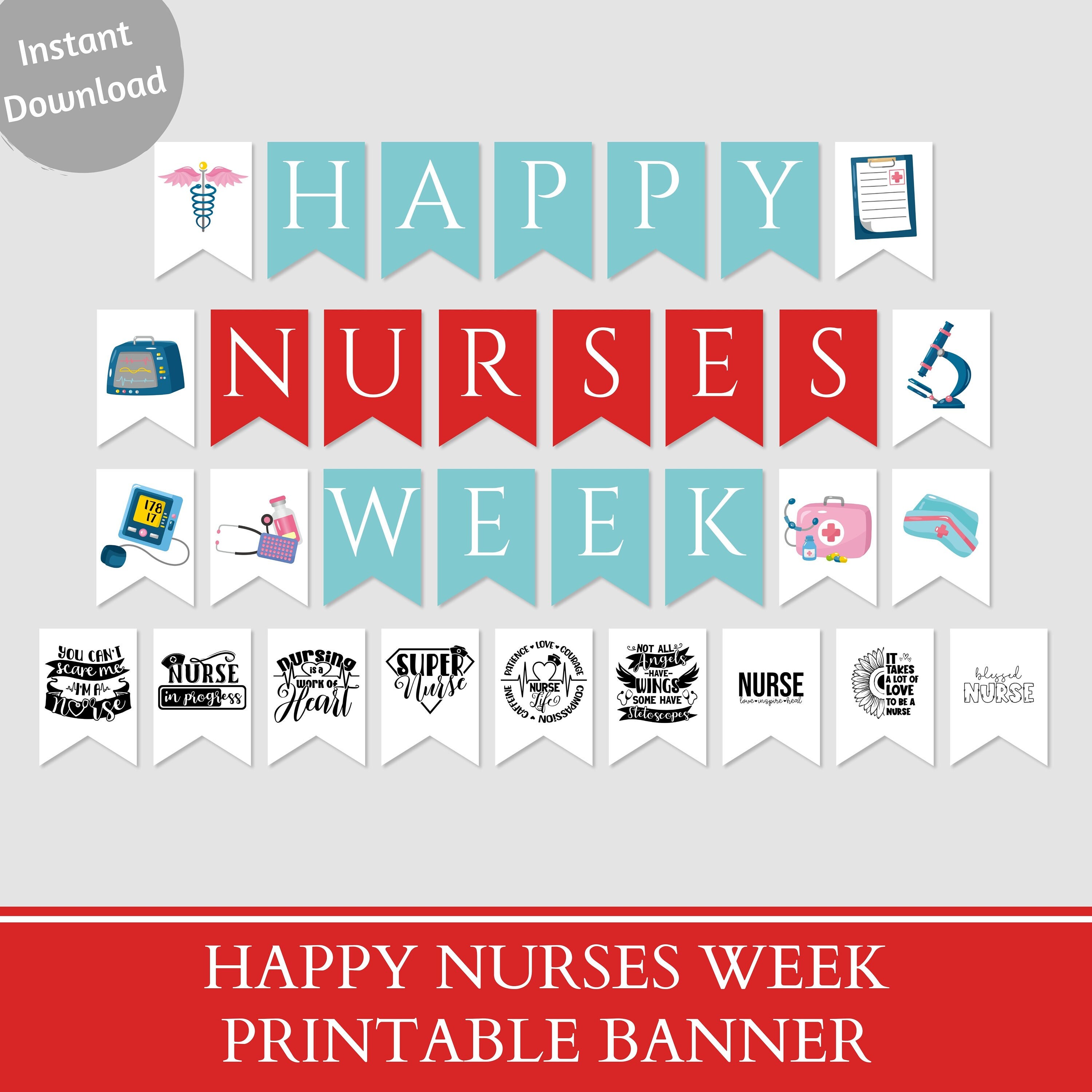 Happy Nurses Week Printable Banner, Nurses Week 2024 Printable Banner, Nurses Week Thank You ...