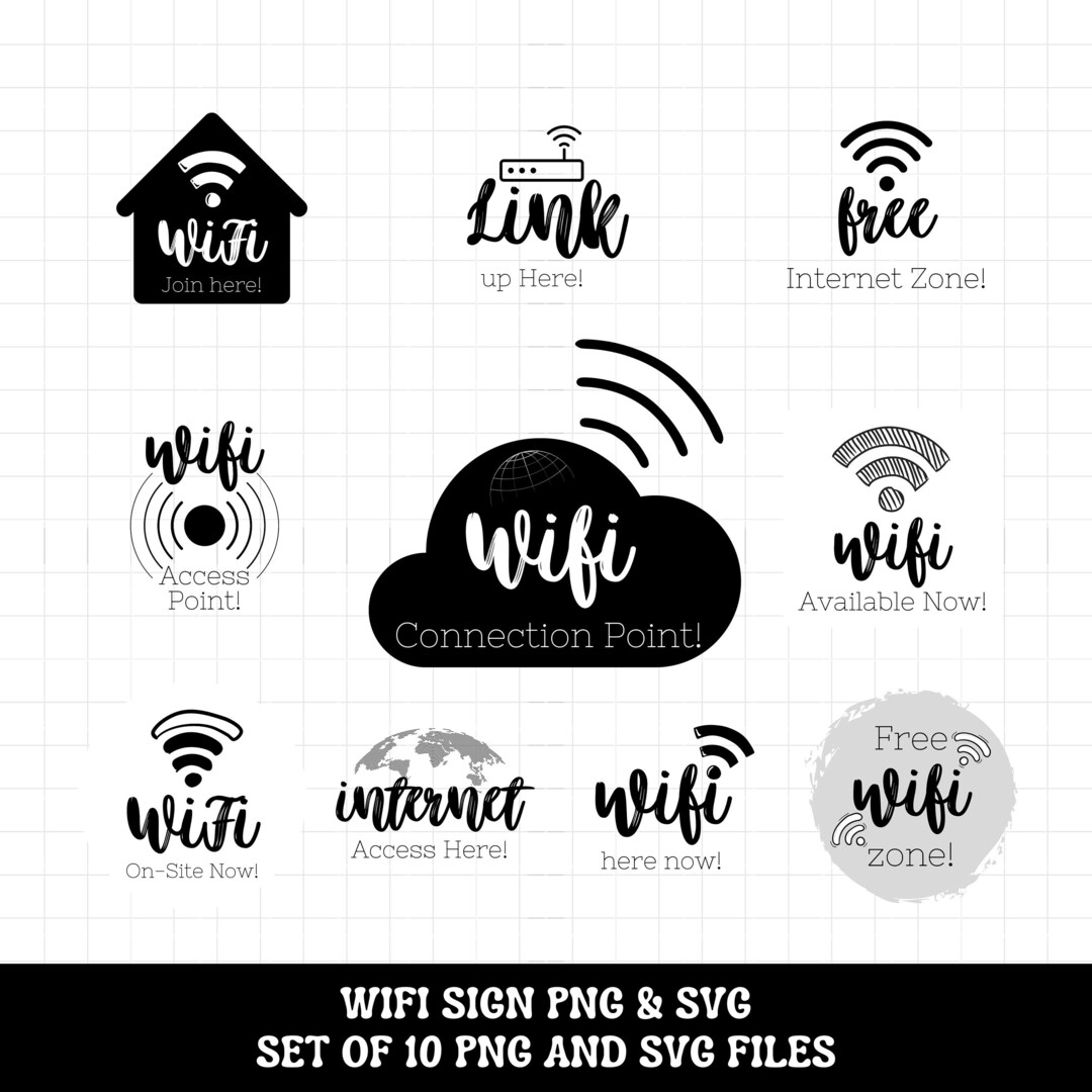 Wifi Sign Svg PNG Bundle, Wifi Password Printable PNG Sublimation ...