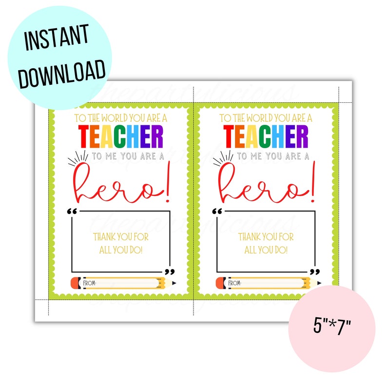 Printable Teachers Appreciation Week Gift Cards, Teacher and School ...