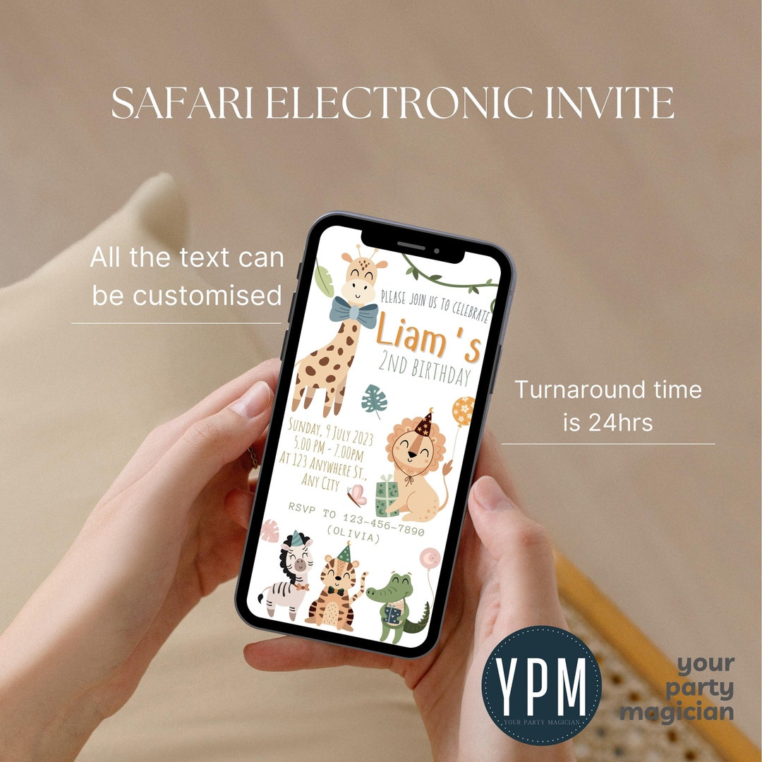 Personalized Safari Whatsapp Invitation, Jungle Animals Party ...
