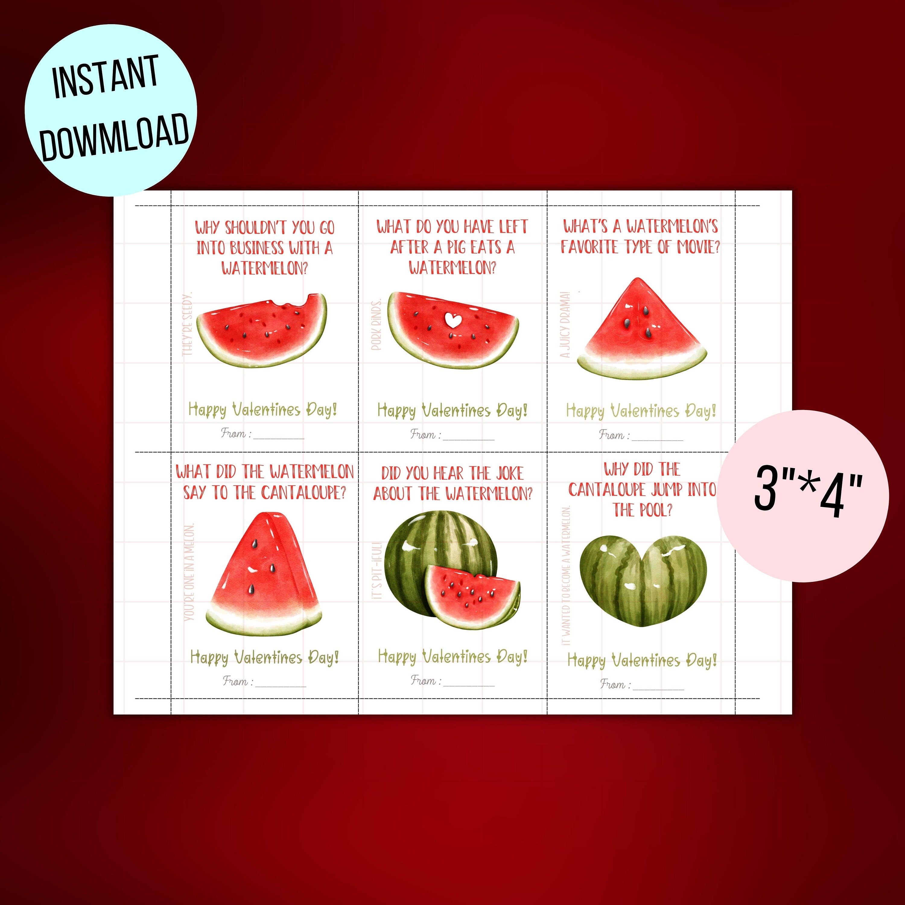 Printable Watermelon Valentines Cards for Kids, Watermelon Classroom ...
