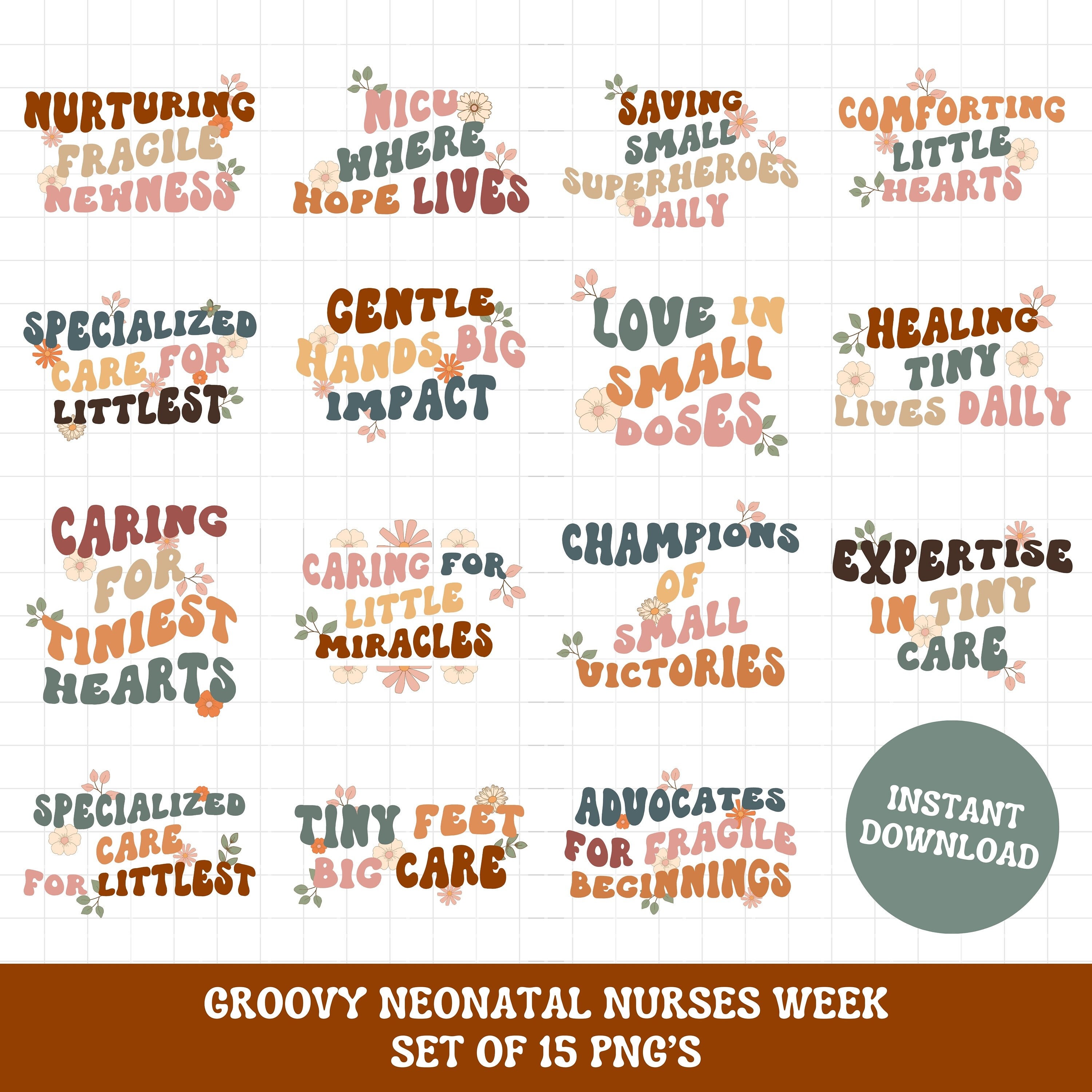 Neonatal Nurses Week Nicu PNG Bundle, NICU Appreciation Week Groovy Png ...