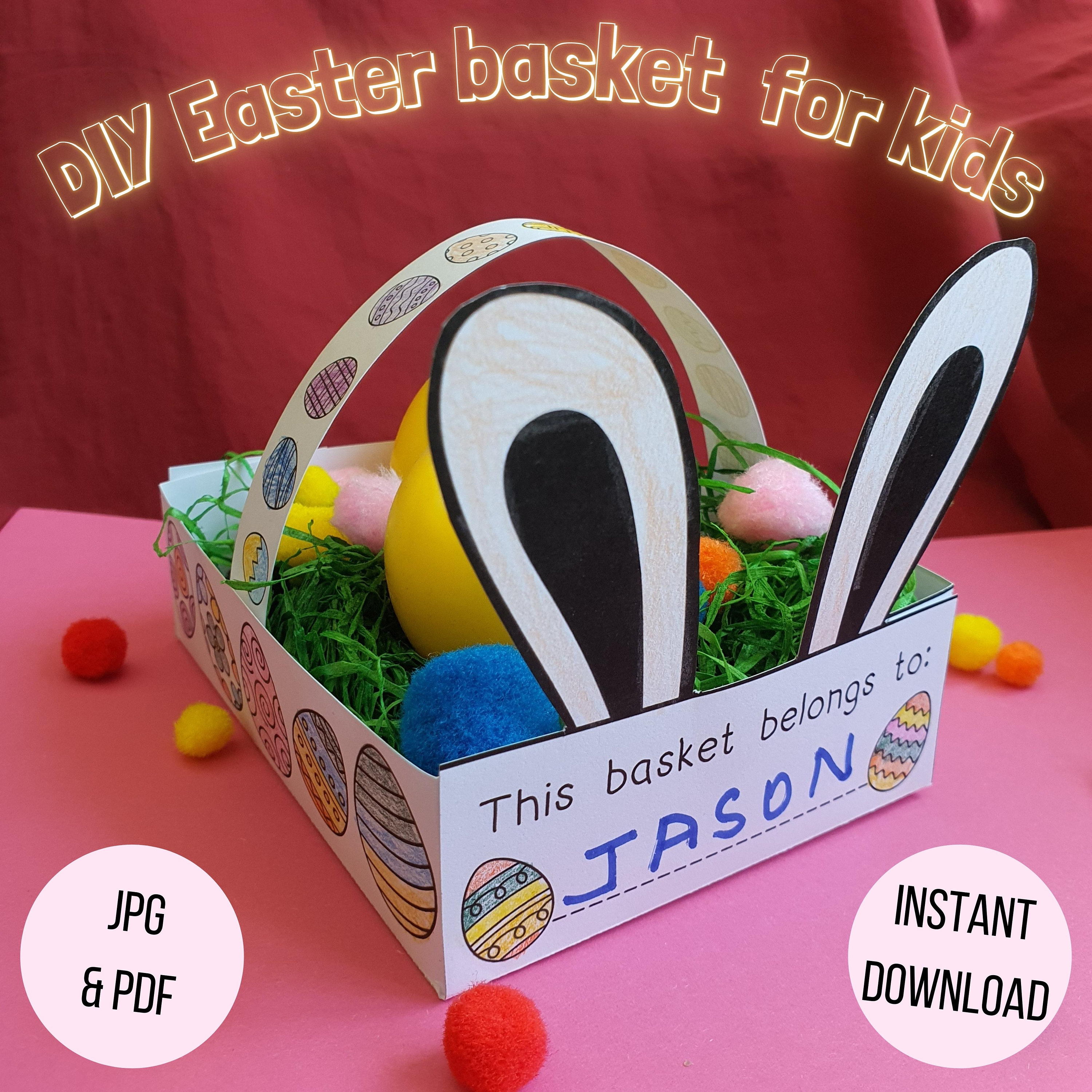 Printable Easter Basket DIY Paper for Kids, Simple Easy to Make Easter ...