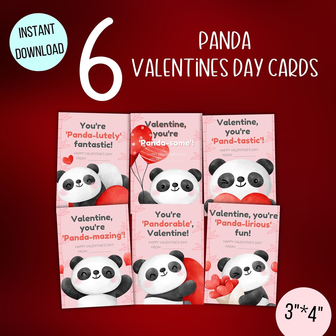 Printable Panda Valentines Cards for Kids, Panda Kids Classroom ...