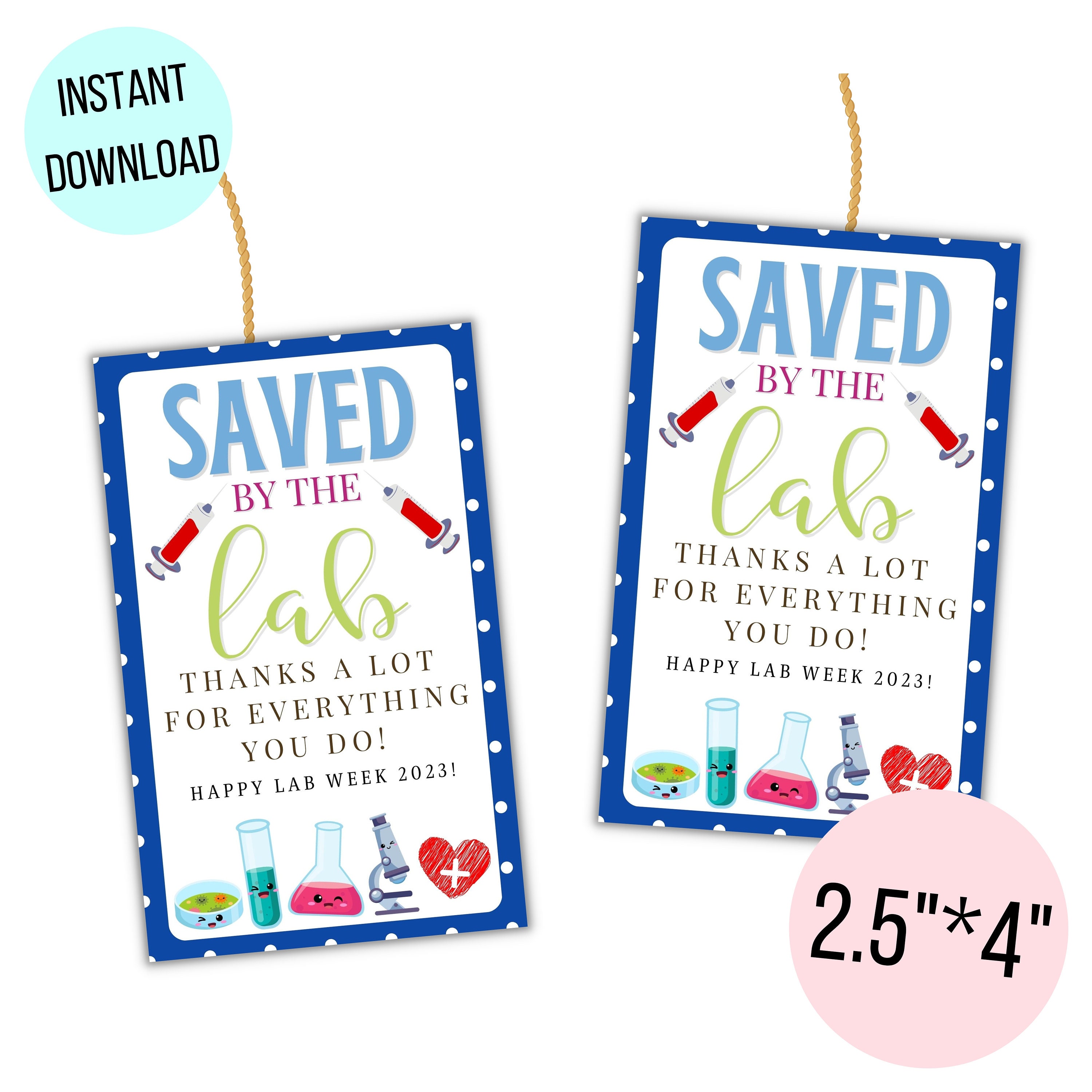Printable Saved by the Lab Gift Tags, Happy Lab Week Cards, Laboratory ...