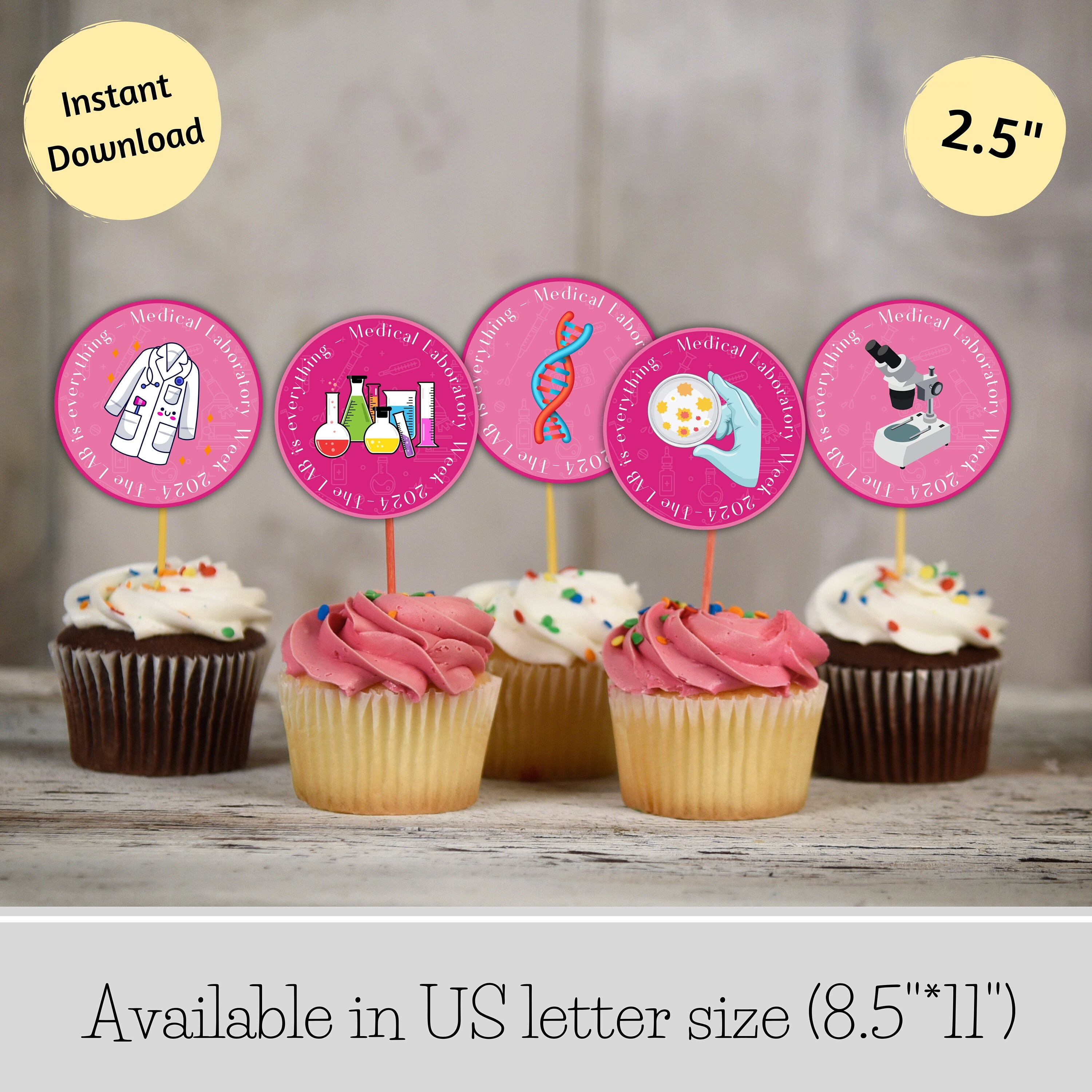 Digital Lab Week 2024, Lab is Everything Cupcake Toppers, Laboratory ...