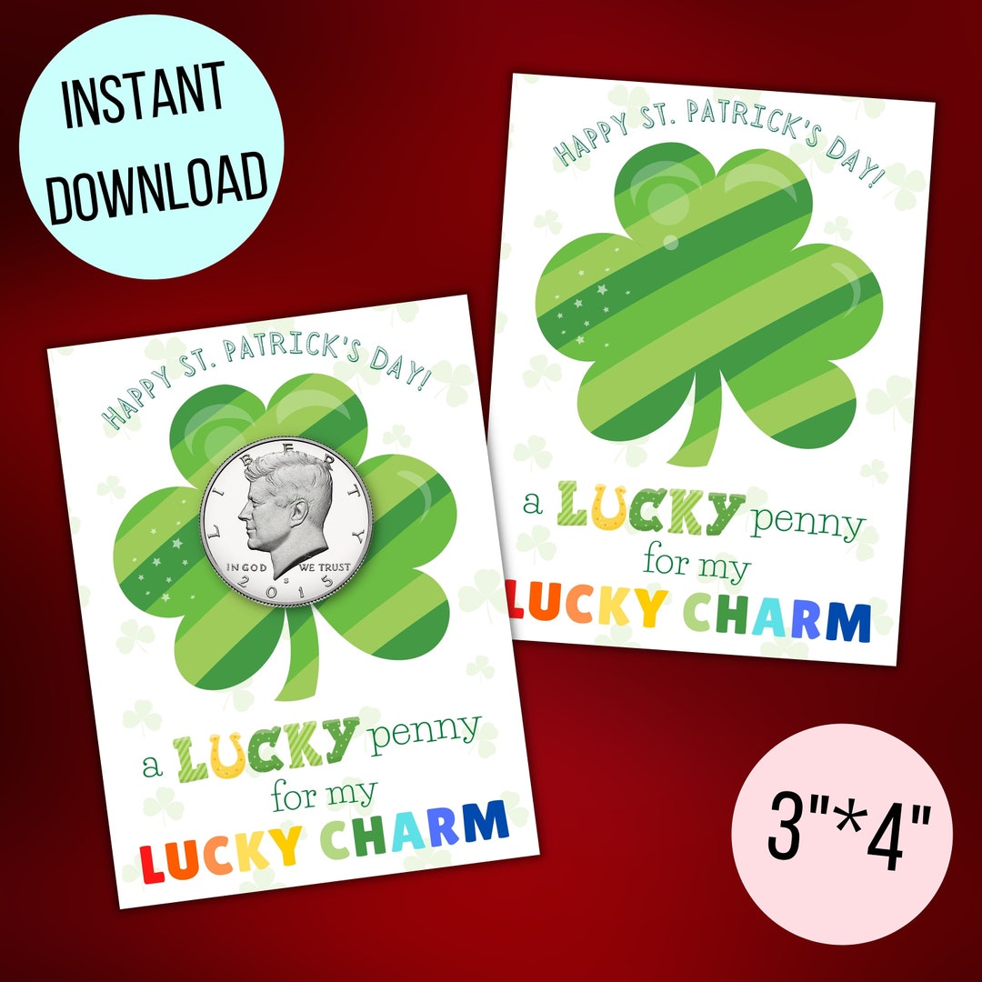 Printable St. Patrick's Day Cards, Lucky Penny for Lucky Charm Cards ...
