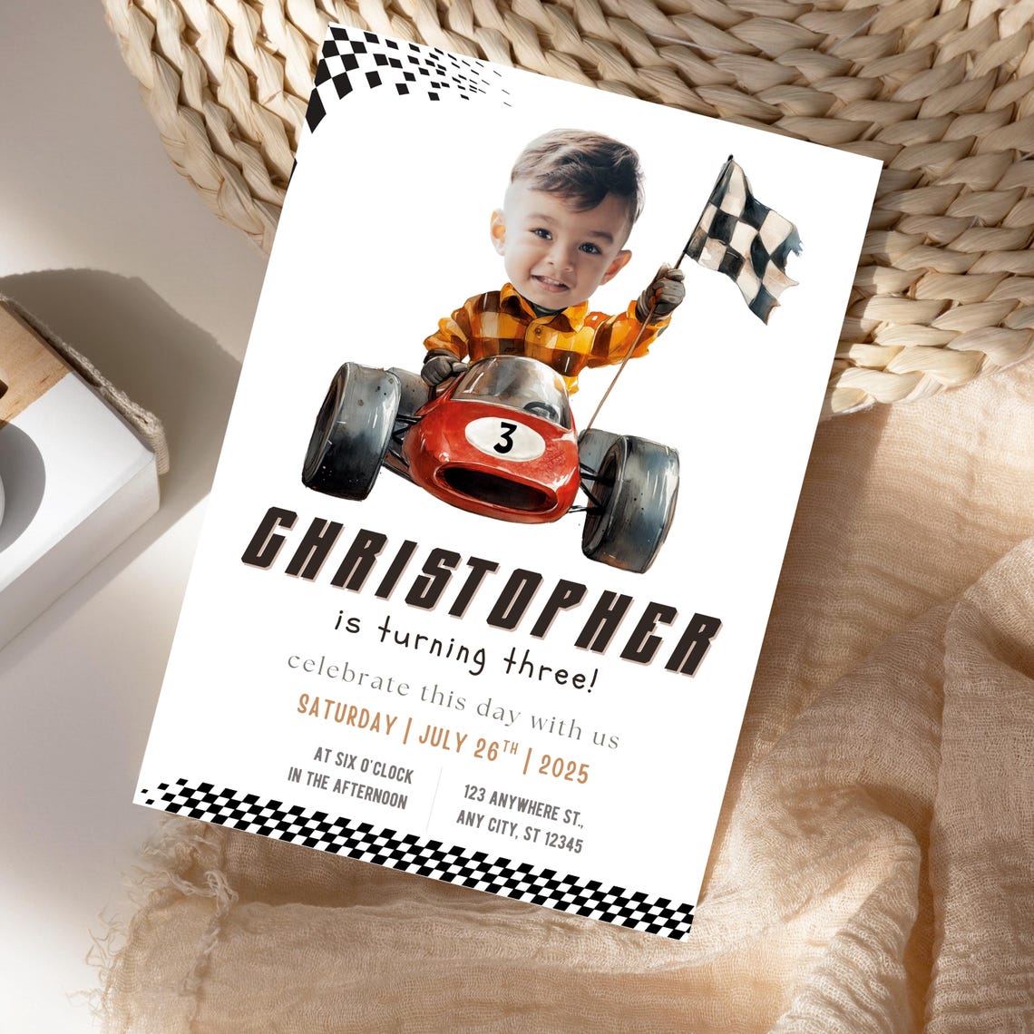 Racing Birthday Invitation, Racer Photo Birthday Invite, Photo Boys ...