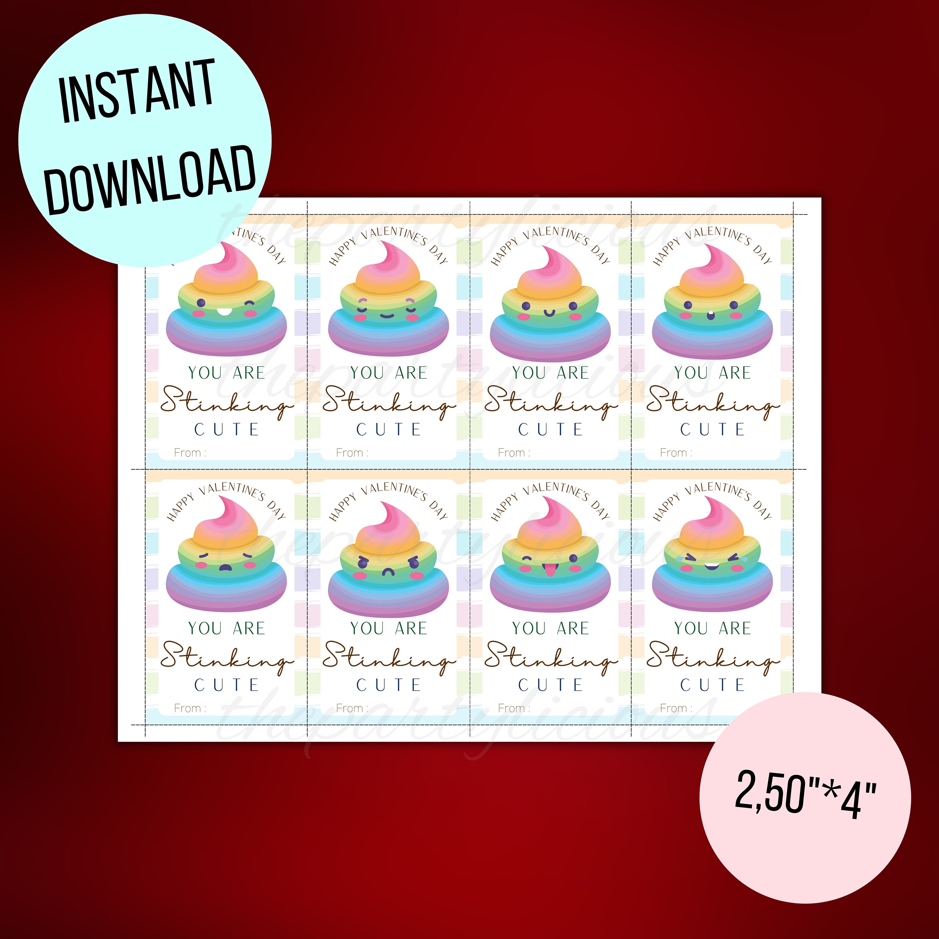 Printable Cute Poop Emoji Kids Valentines Day Cards for School, Poop ...