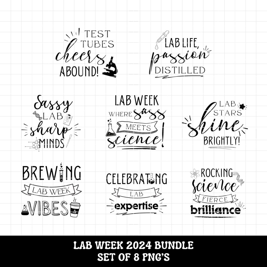 Printable Happy Lab Tech Week PNG Bundle, Medical Laboratory ...