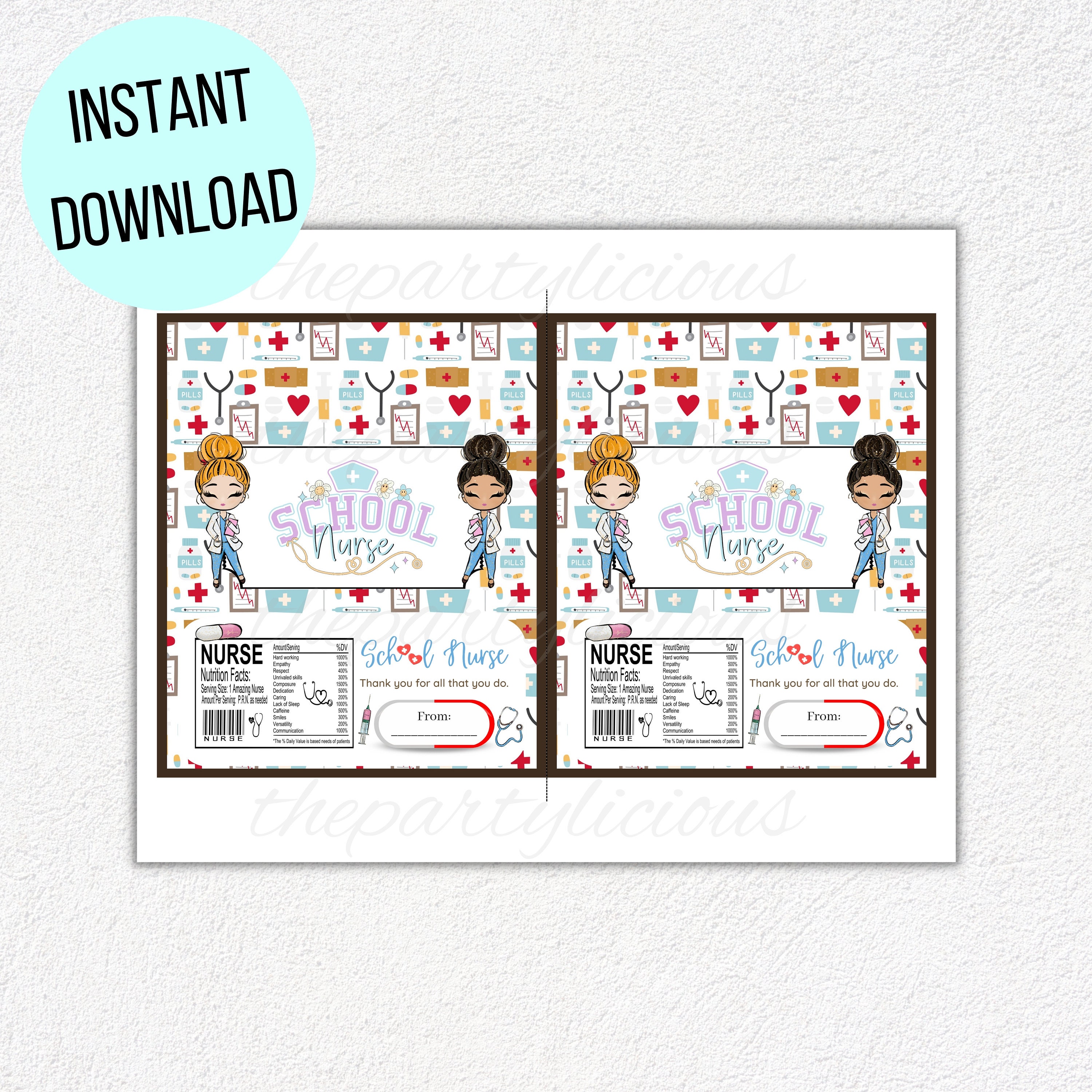 Printable School Nurse Appreciation Thank You Gift Tags Cards, Gift ...