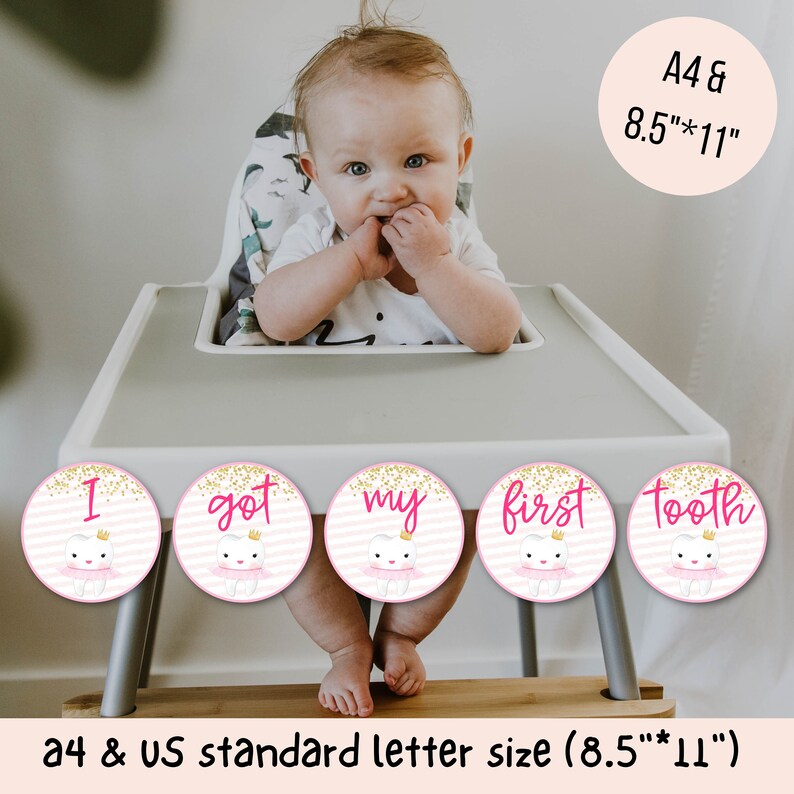 Printable First Tooth Banner, Pink Atam Hatik Baby's First Tooth Banner ...