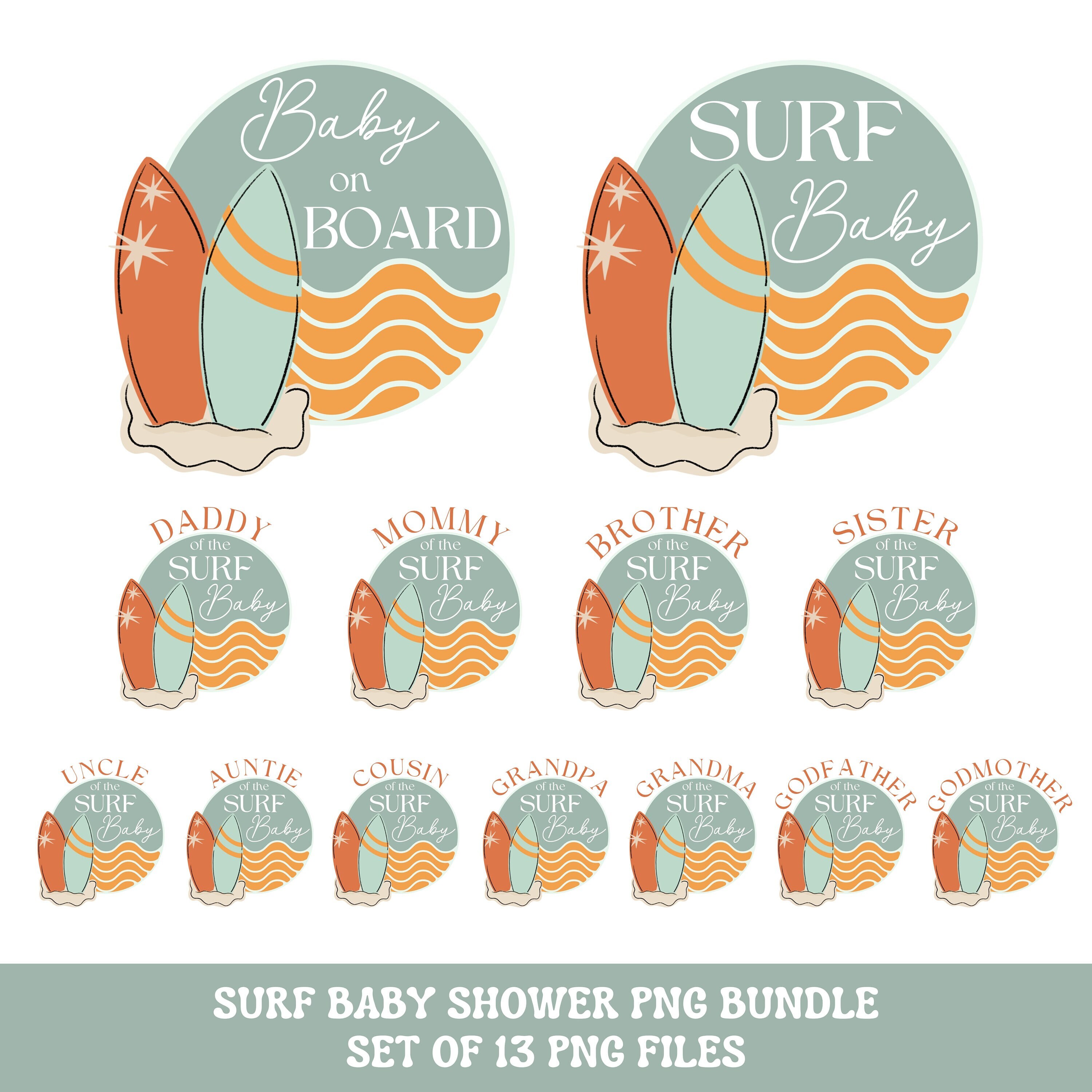 Surf Baby Shower Shirt Png Sublimation, Mom Dad Sister Brother Ocean ...