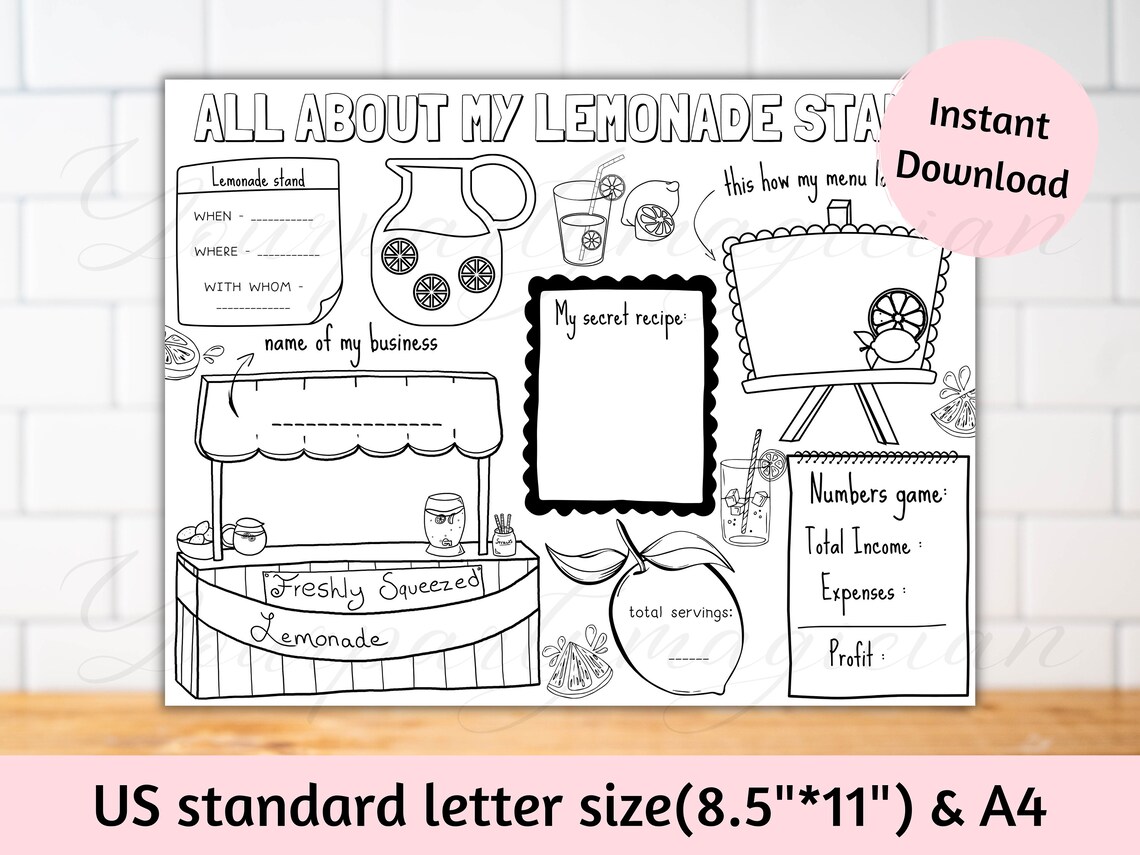 Printable Lemonade Stand Activity Sheet, Lemonade Stand Coloring Page ...