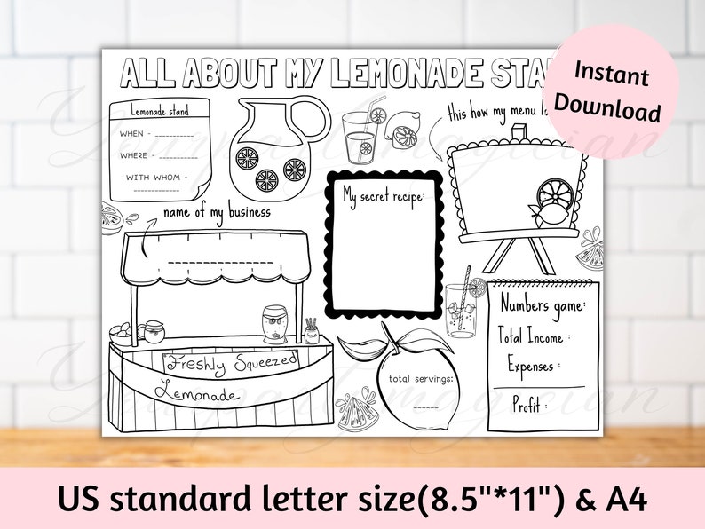 Printable Lemonade Stand Activity Sheet, Lemonade Stand Coloring Page ...