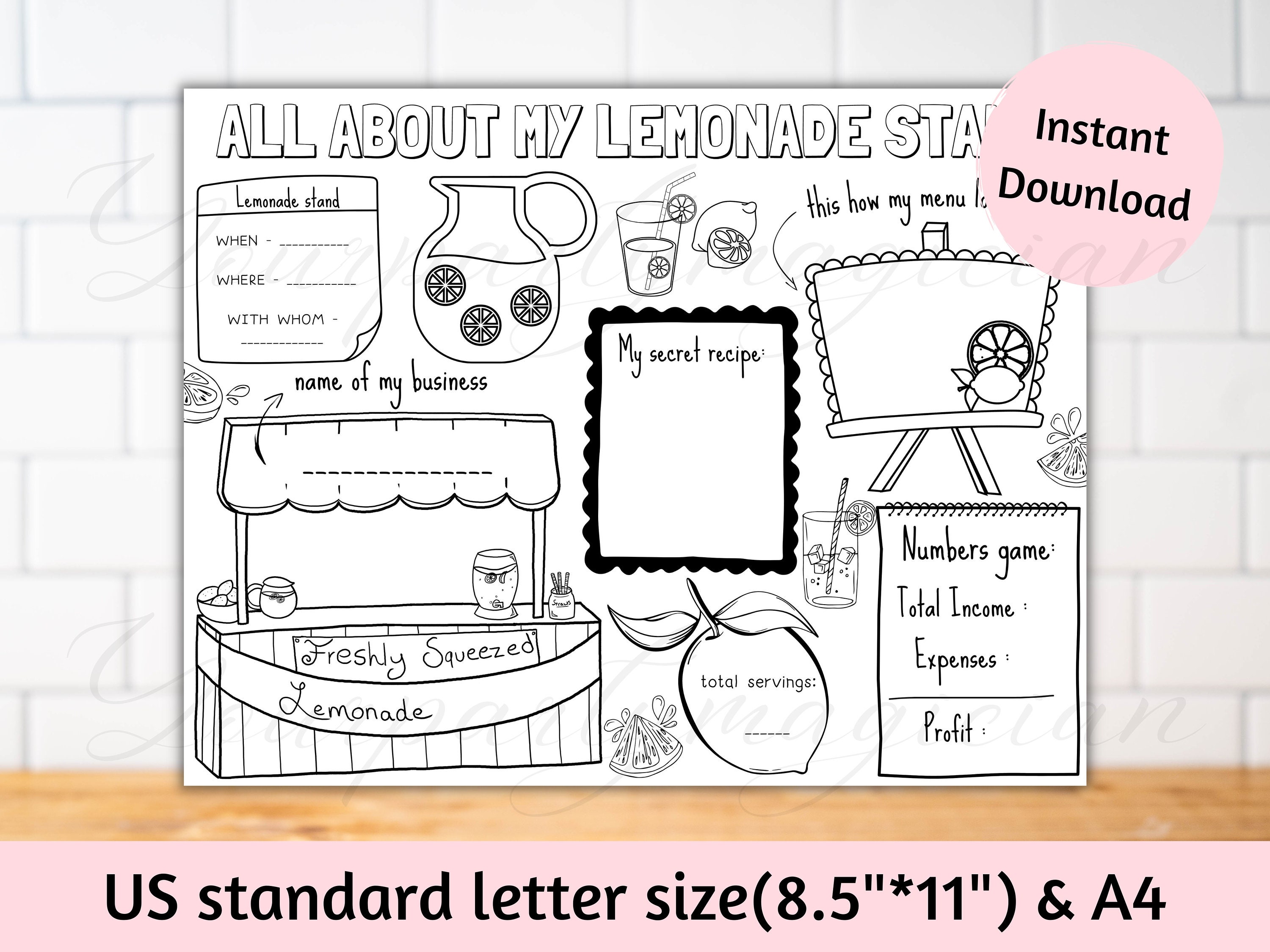 Printable Lemonade Stand Activity Sheet, Lemonade Stand Coloring Page ...