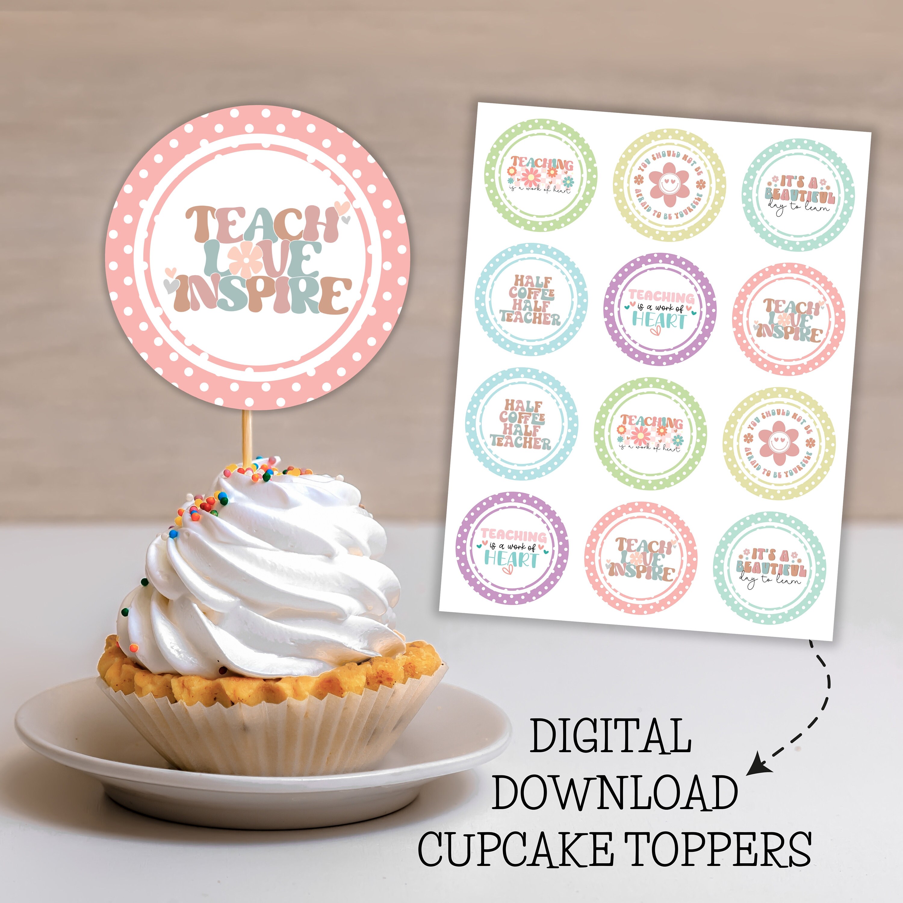 Happy Teacher Appreciation Week Cupcake Toppers, Teacher Appreciation ...