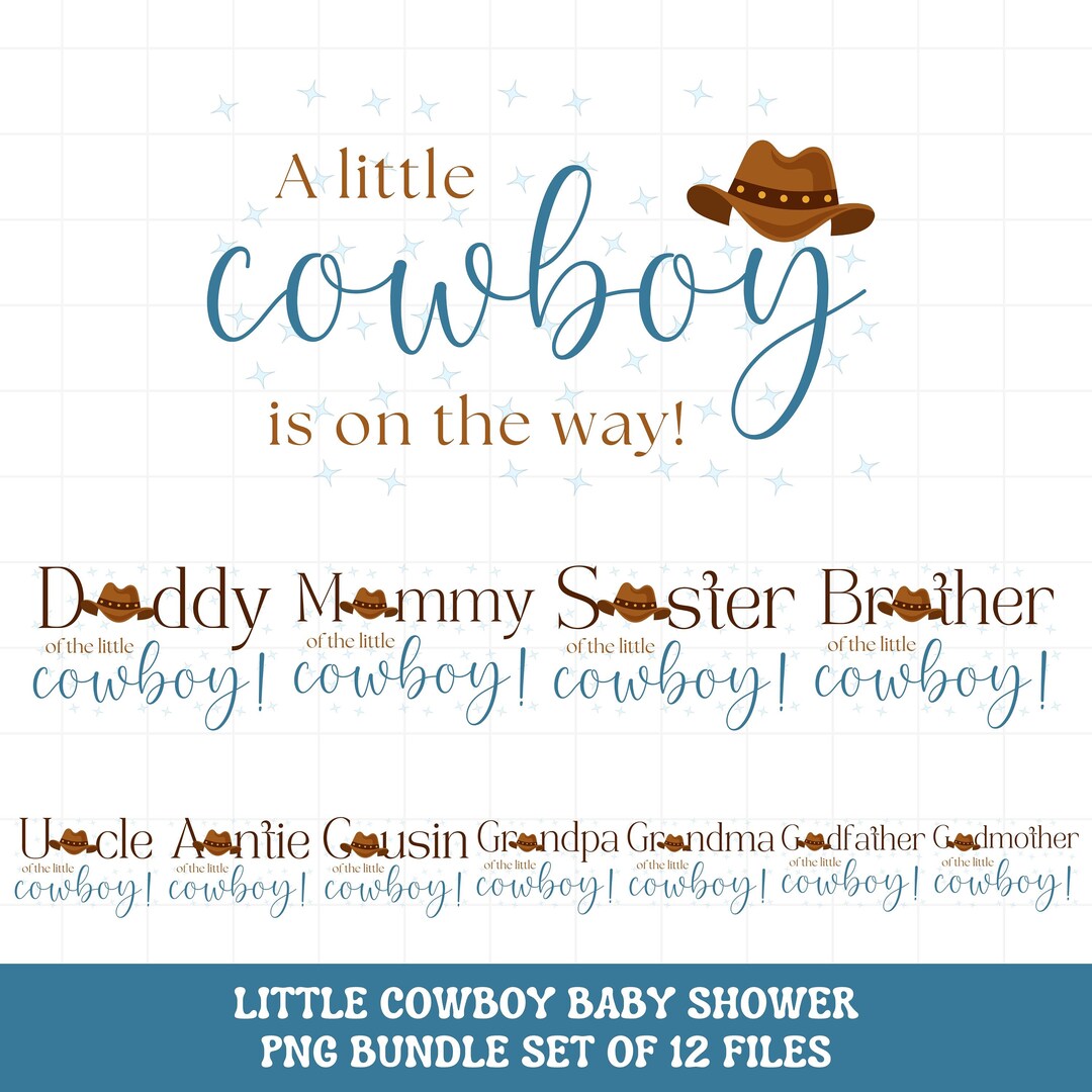 A Little Cowboy is on the Way PNG Shirt Iron on Transfer Bundle, Little ...