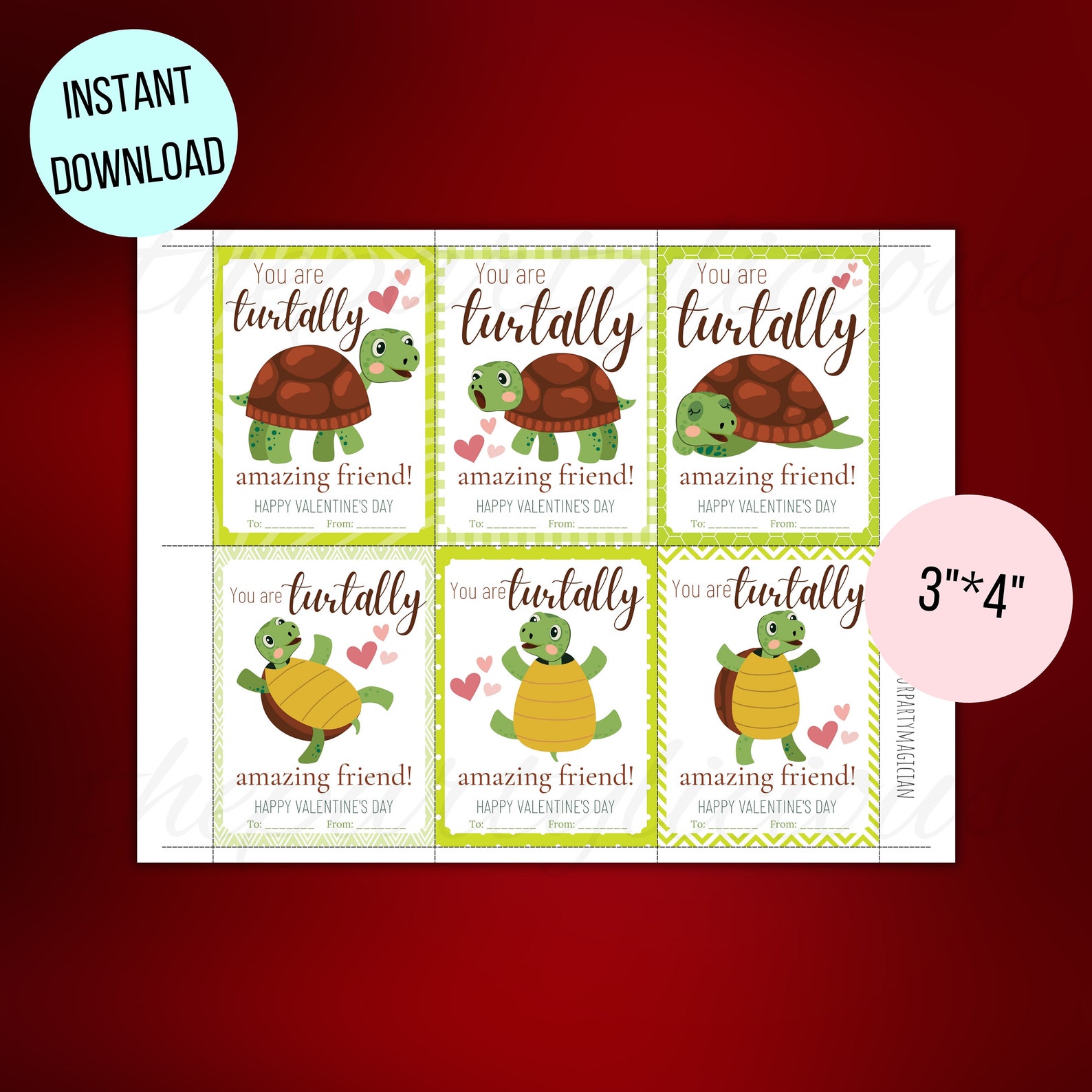 Printable Turtle Valentines Day Cards for School, Classroom Valentines ...