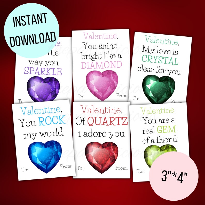 Printable Geode Valentine Cards, Crystal Valentine Cards, Classroom ...