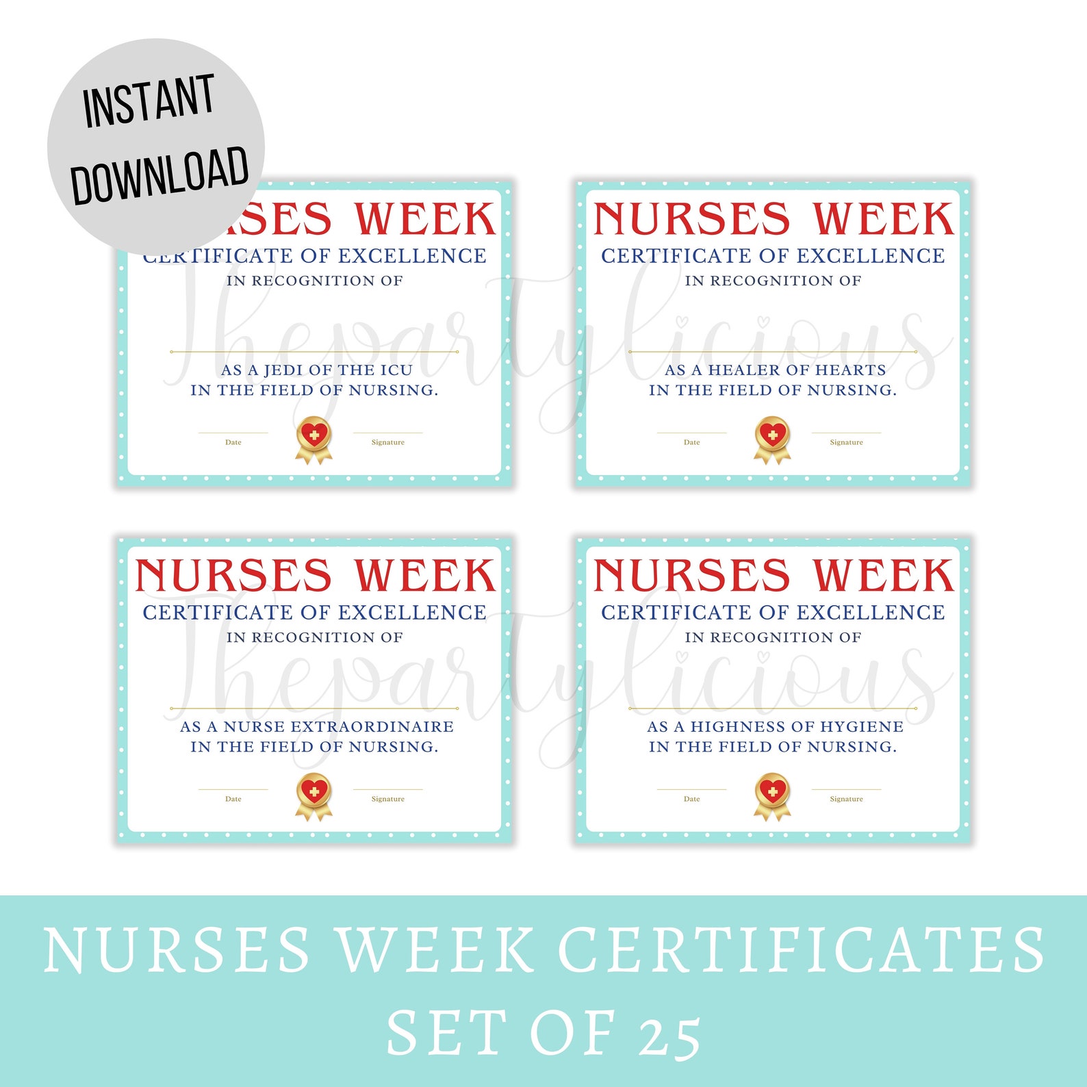 Printable Nurses Week Certificate of Excellence, Happy Nurses Week 2024 ...