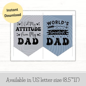 Printable Happy Father's Day Banner Garland Bunting Party Celebration ...