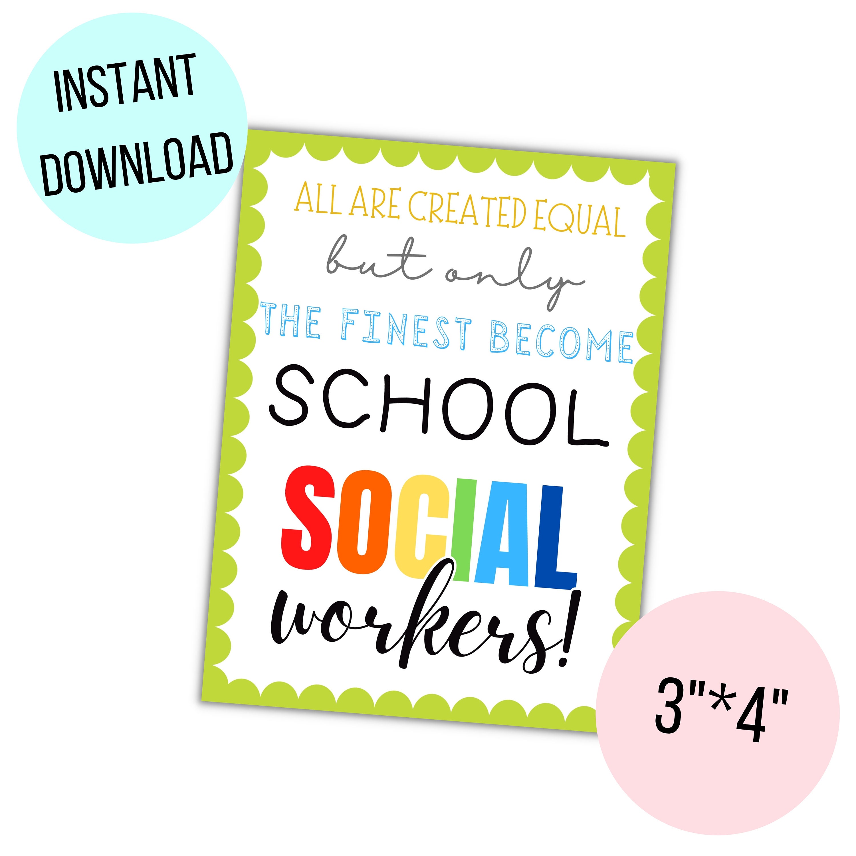 Printable School Social Worker Cards, Social Worker Gift Tags, School ...