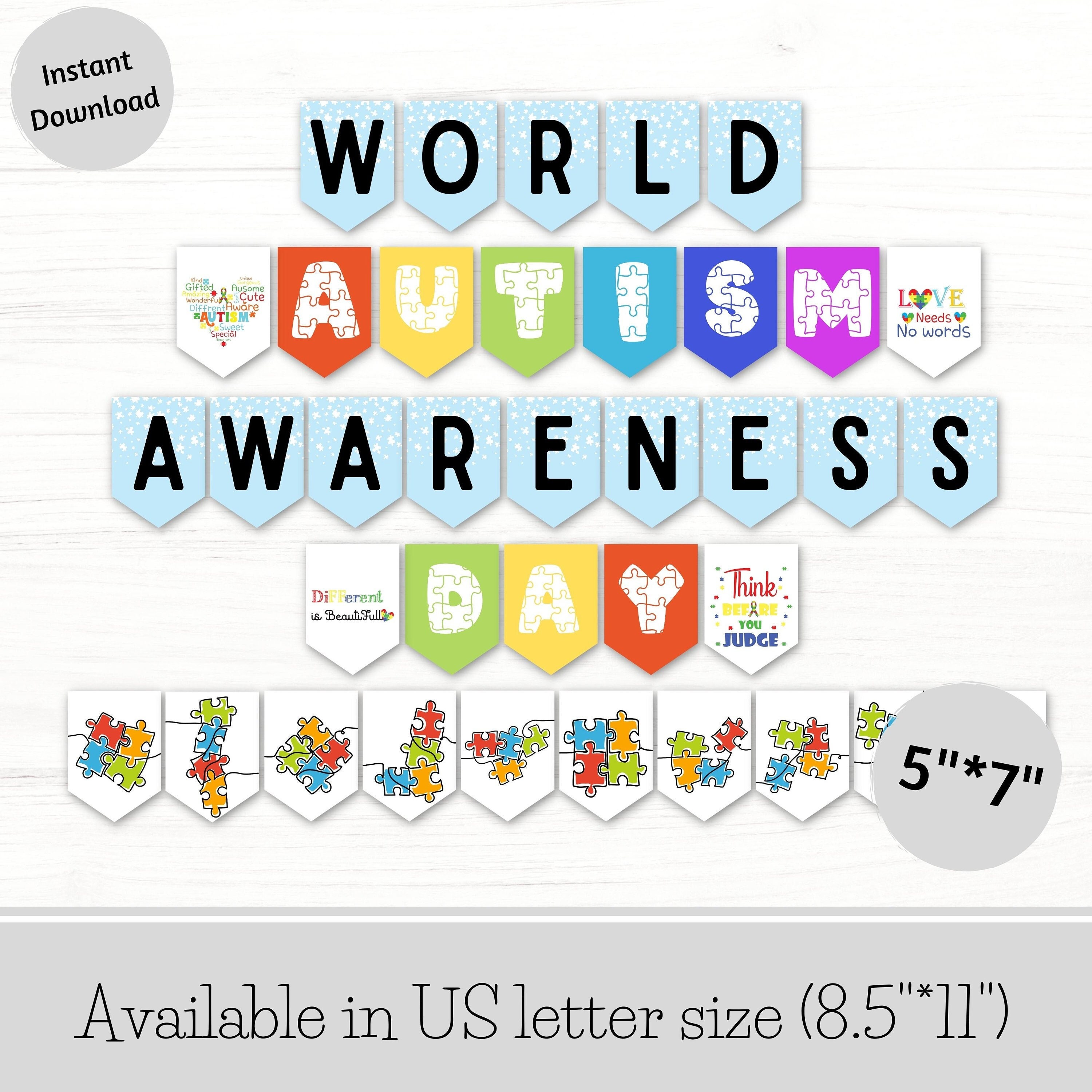 Printable Autism Awareness Day Banner World Autism Day Banner - Etsy