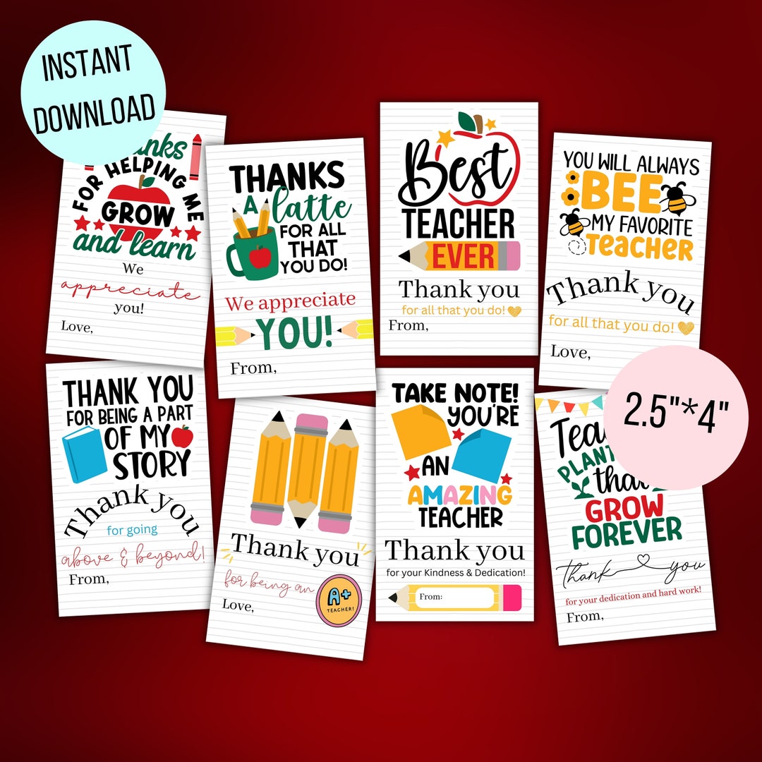 Printable Teacher Appreciation Week Gift Tags, Teachers and School ...