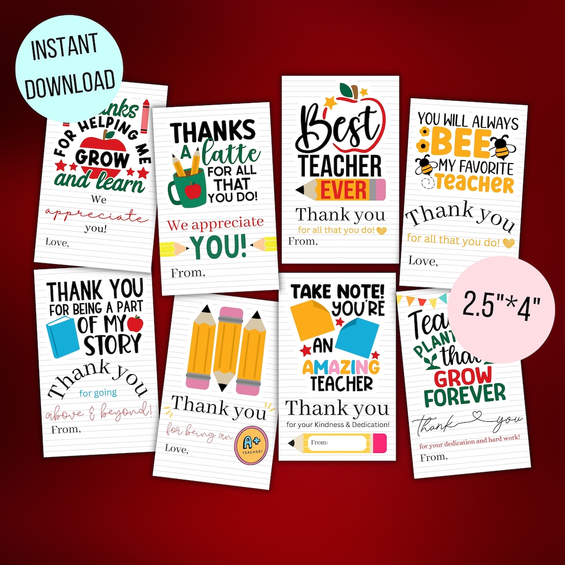 Printable Teacher Appreciation Week Gift Tags, Teachers and School ...