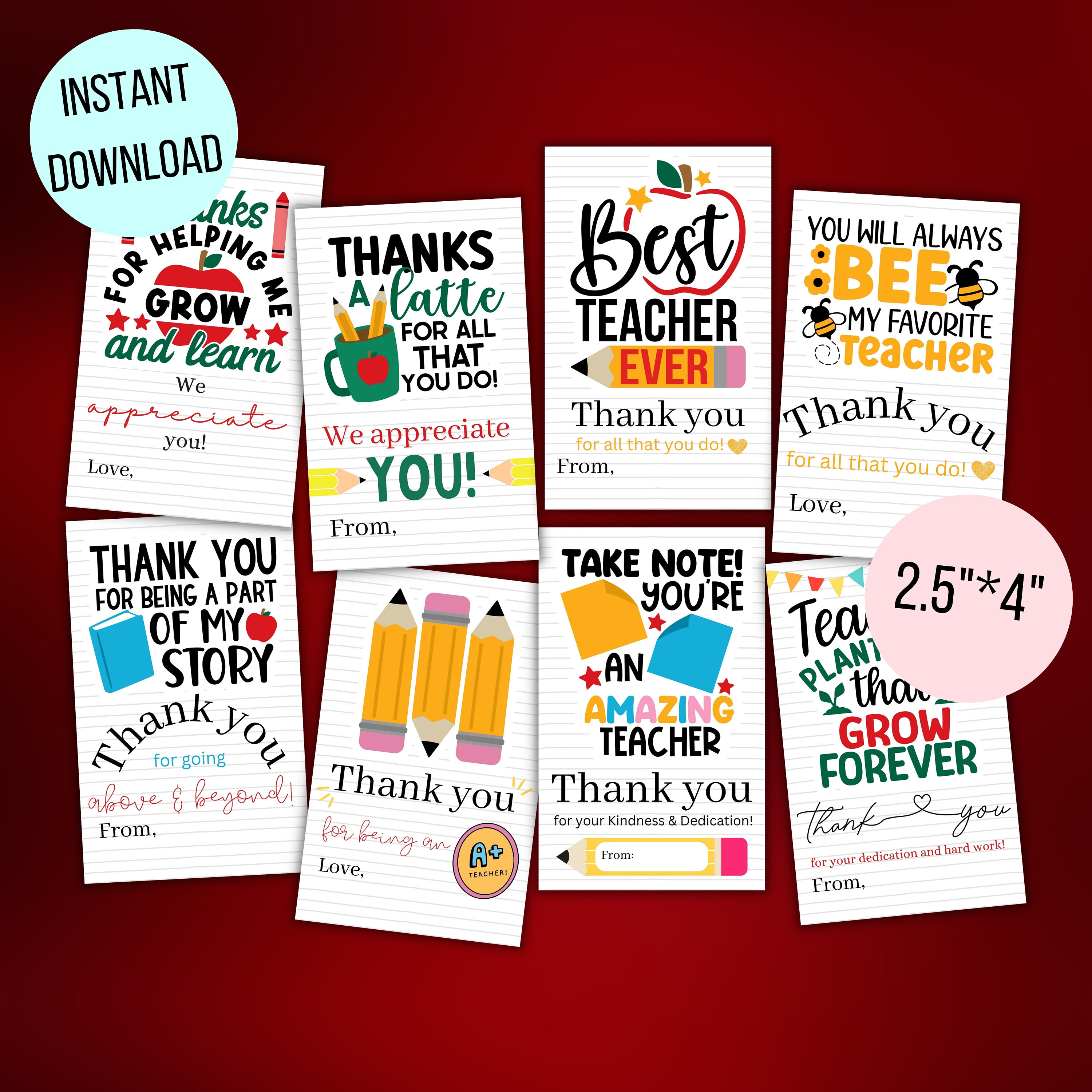 Printable Teacher Appreciation Week Gift Tags, Teachers and School ...