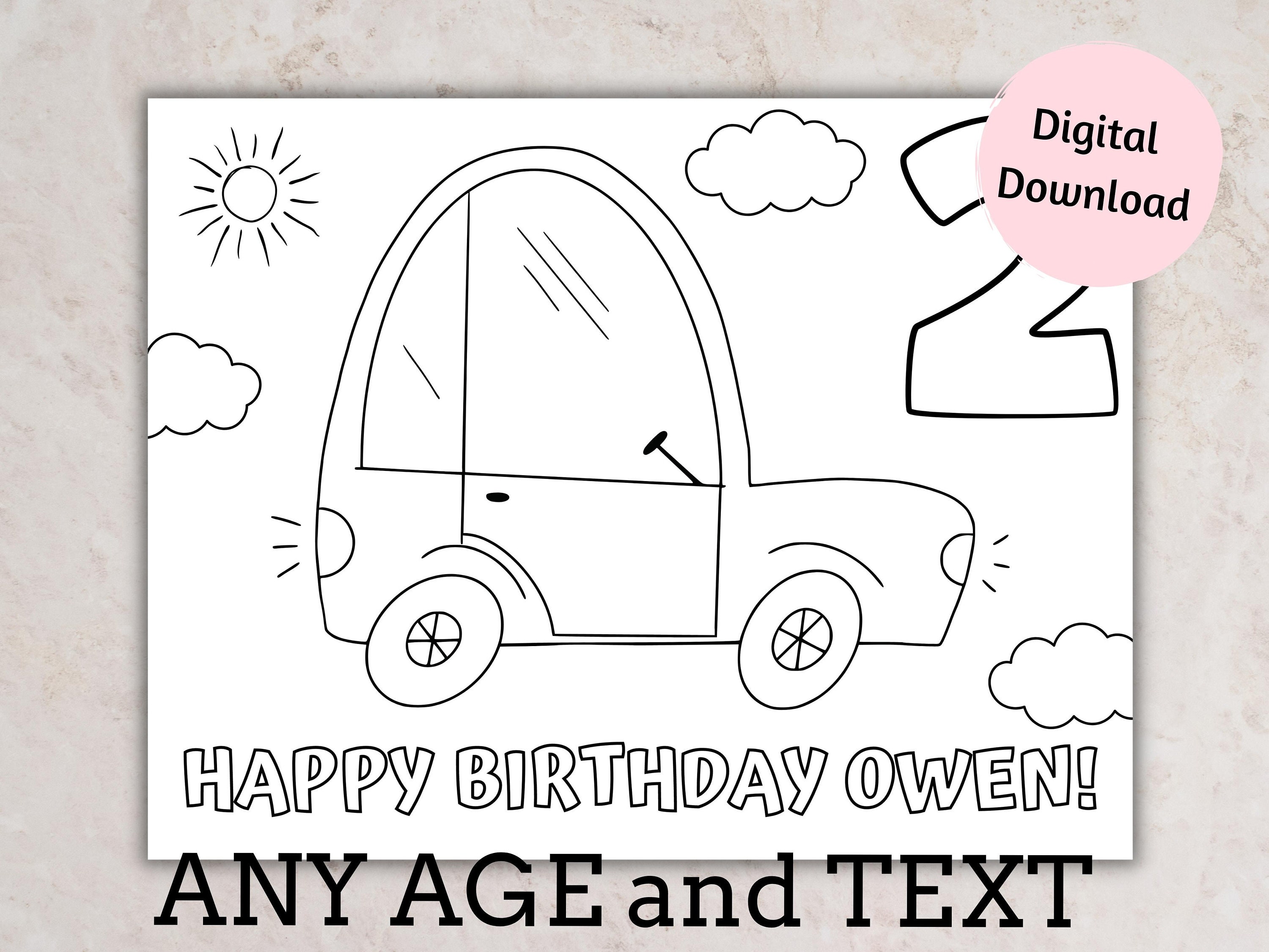 Printable Cars Coloring Sheet, Transportation Birthday Party Games ...