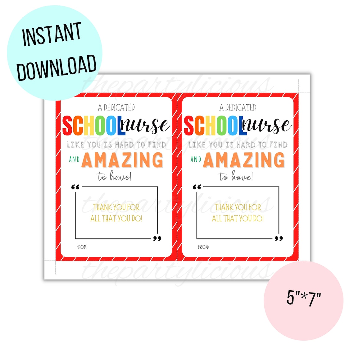 Printable School Nurse Gift Tags, School Nurse Appreciation Week Card ...